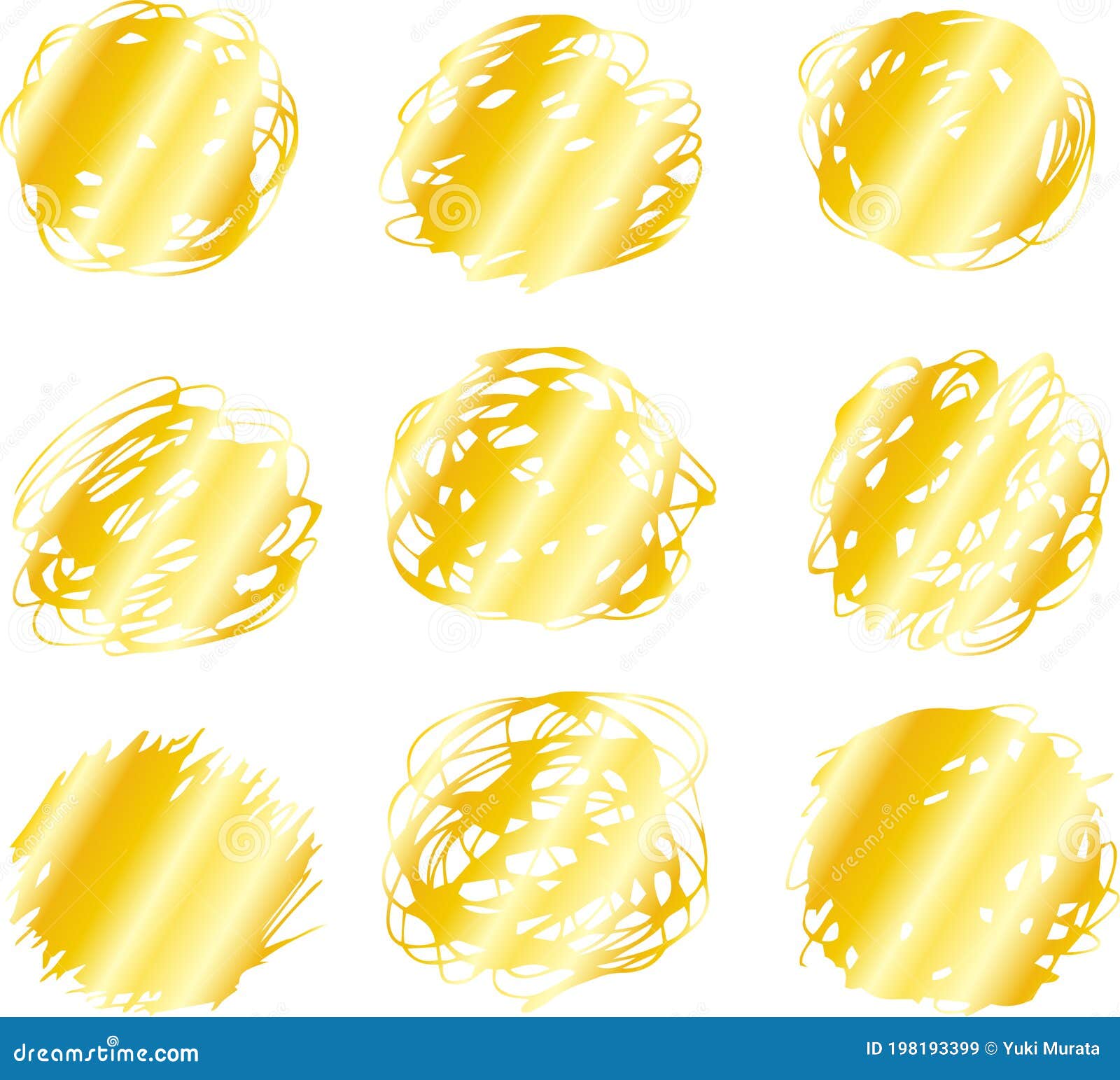Illustration of a Scribble Gold Circle Set Stock Vector - Illustration ...