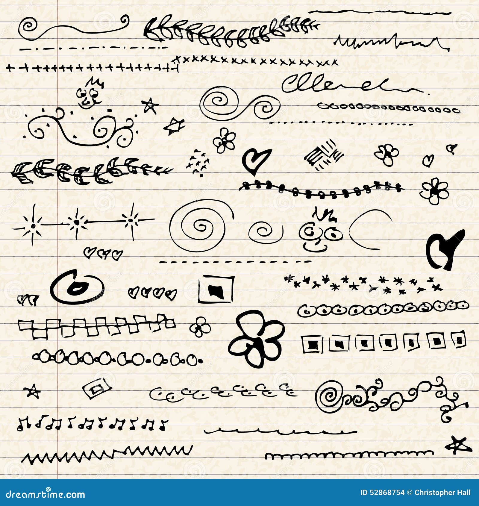 Illustration of Scribbles on a Sheet of Lined Paper Stock Vector ...