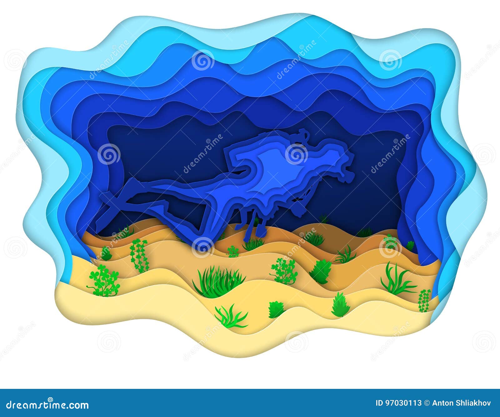 Illustration Of A Scuba Diver Exploring The Seabed Cartoon Vector ...