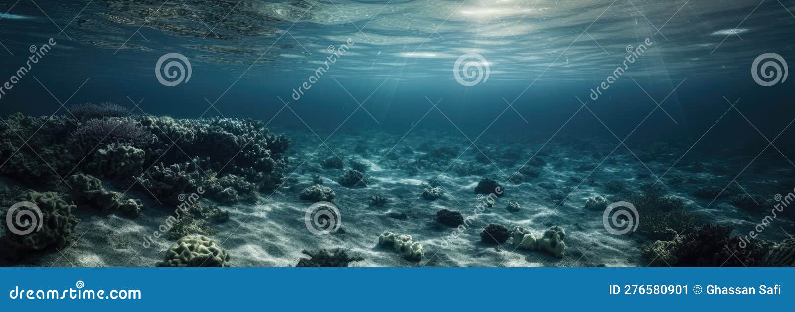 Panorama of a Sea Bed with Corals and a Sandy Base Stock Illustration ...