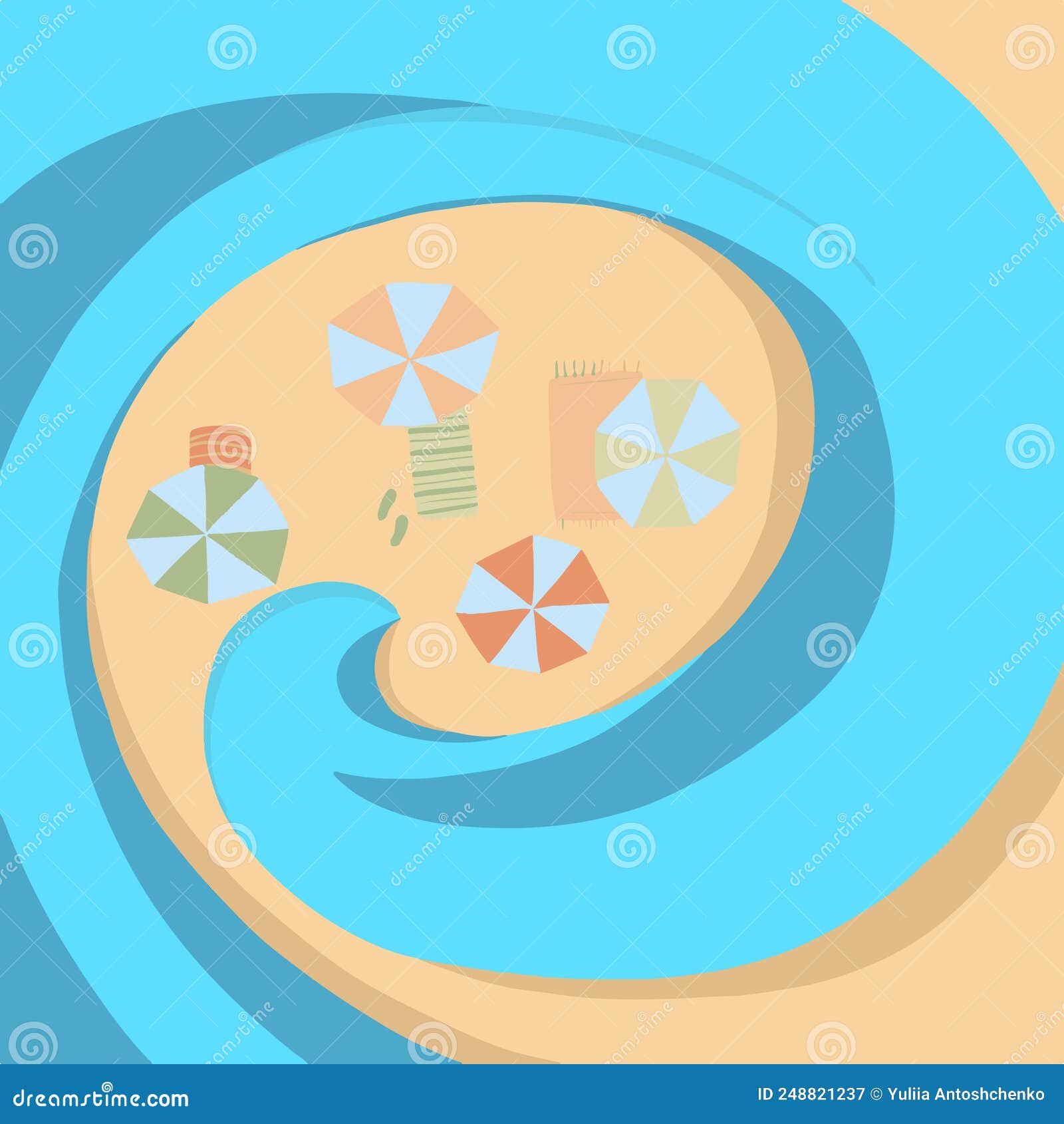 Illustration of a Sea Wave Over the Beach. Stock Vector - Illustration ...