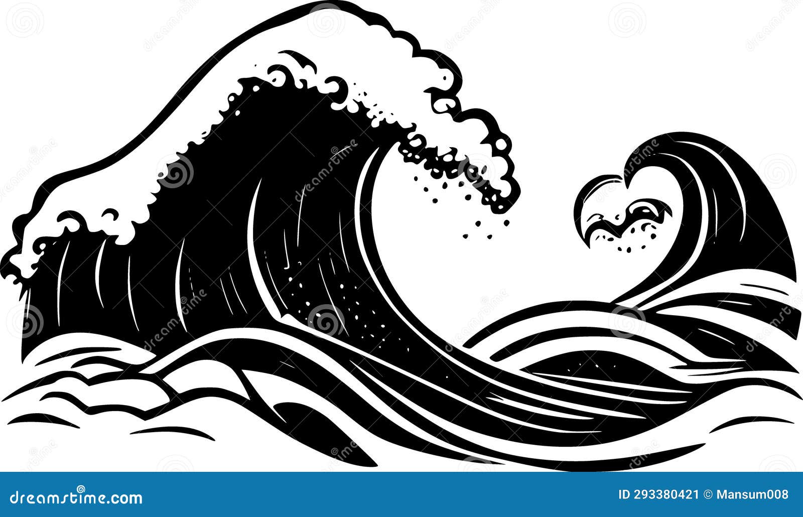 Illustration of Sea Wave, Tsunami Cartoon Stock Illustration ...