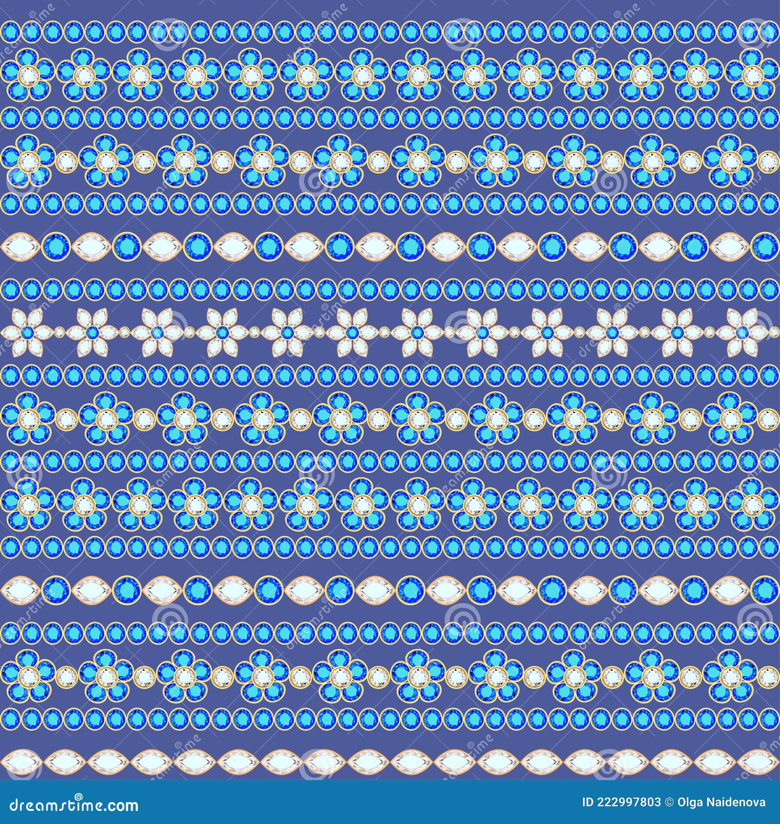 Seamless Background with Beads and Precious Stones Borders Stock Vector ...