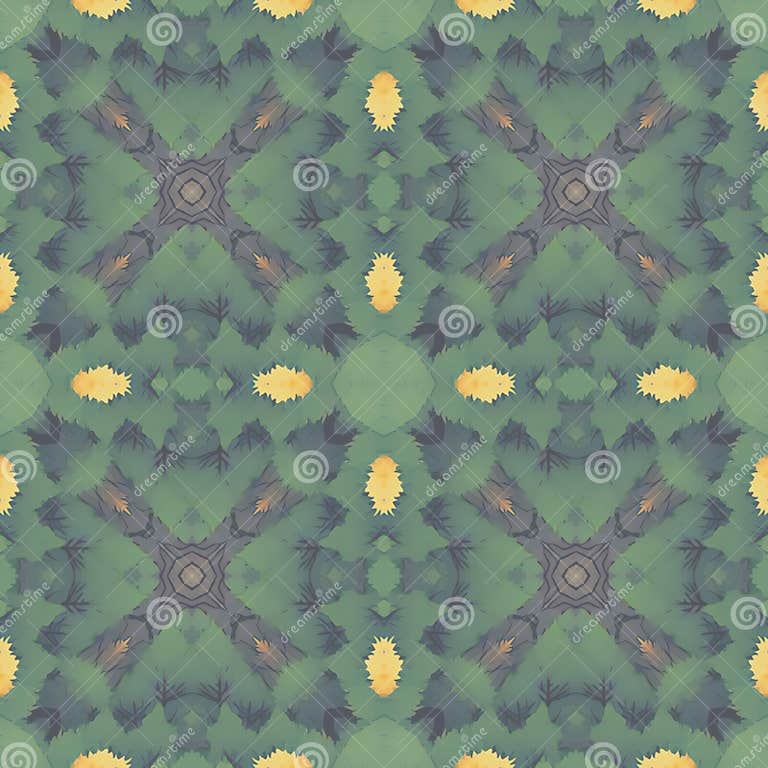 Seamless Background Pattern, Abstract Symmetrical Pattern on a Green ...