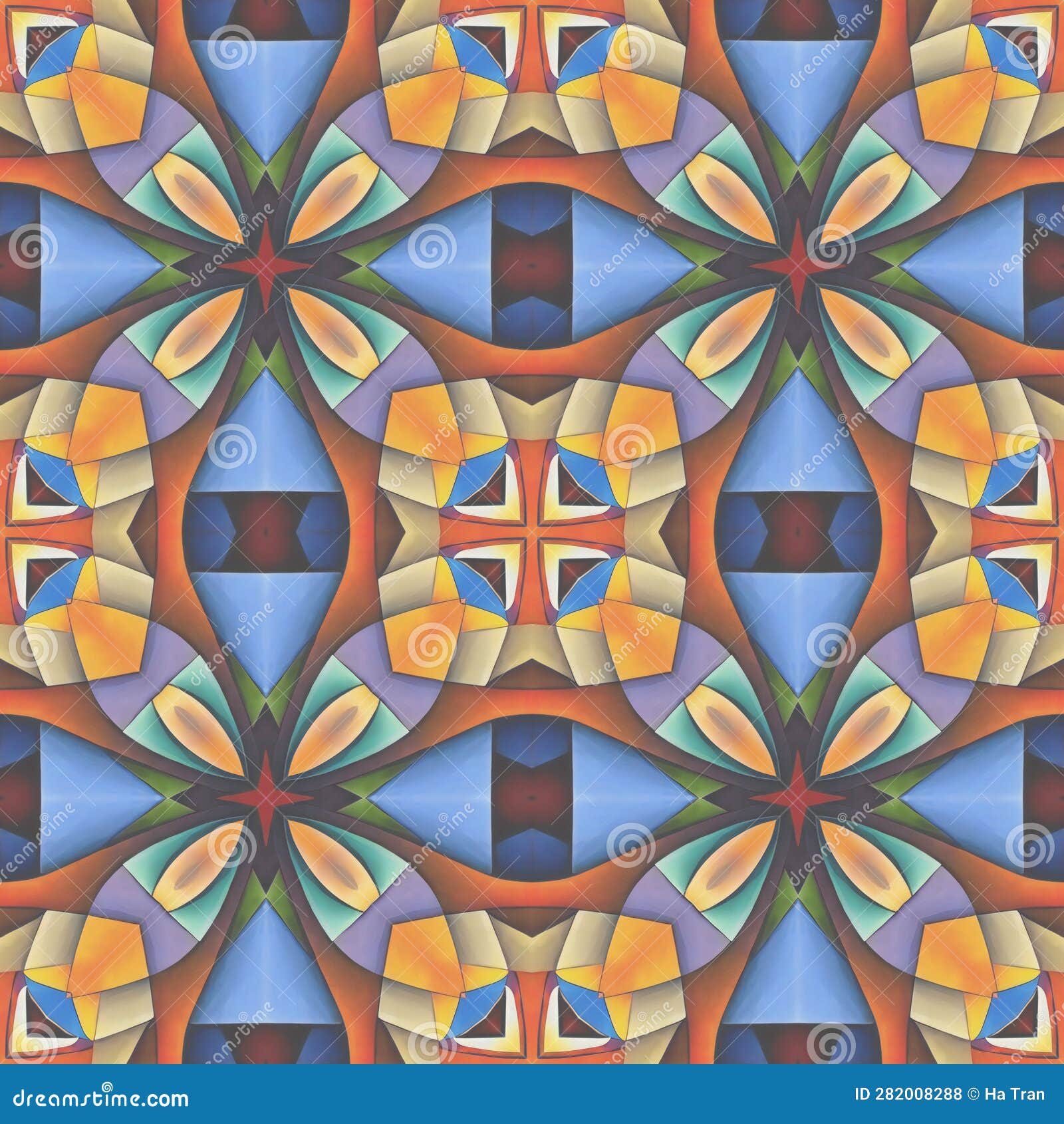 Seamless Background Pattern, Symmetrical Pattern in Stained-glass ...