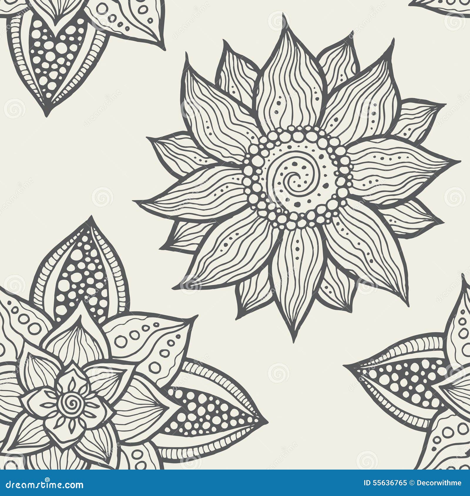 Illustration of Seamless Hand-drawn Floral Pattern Stock Vector ...