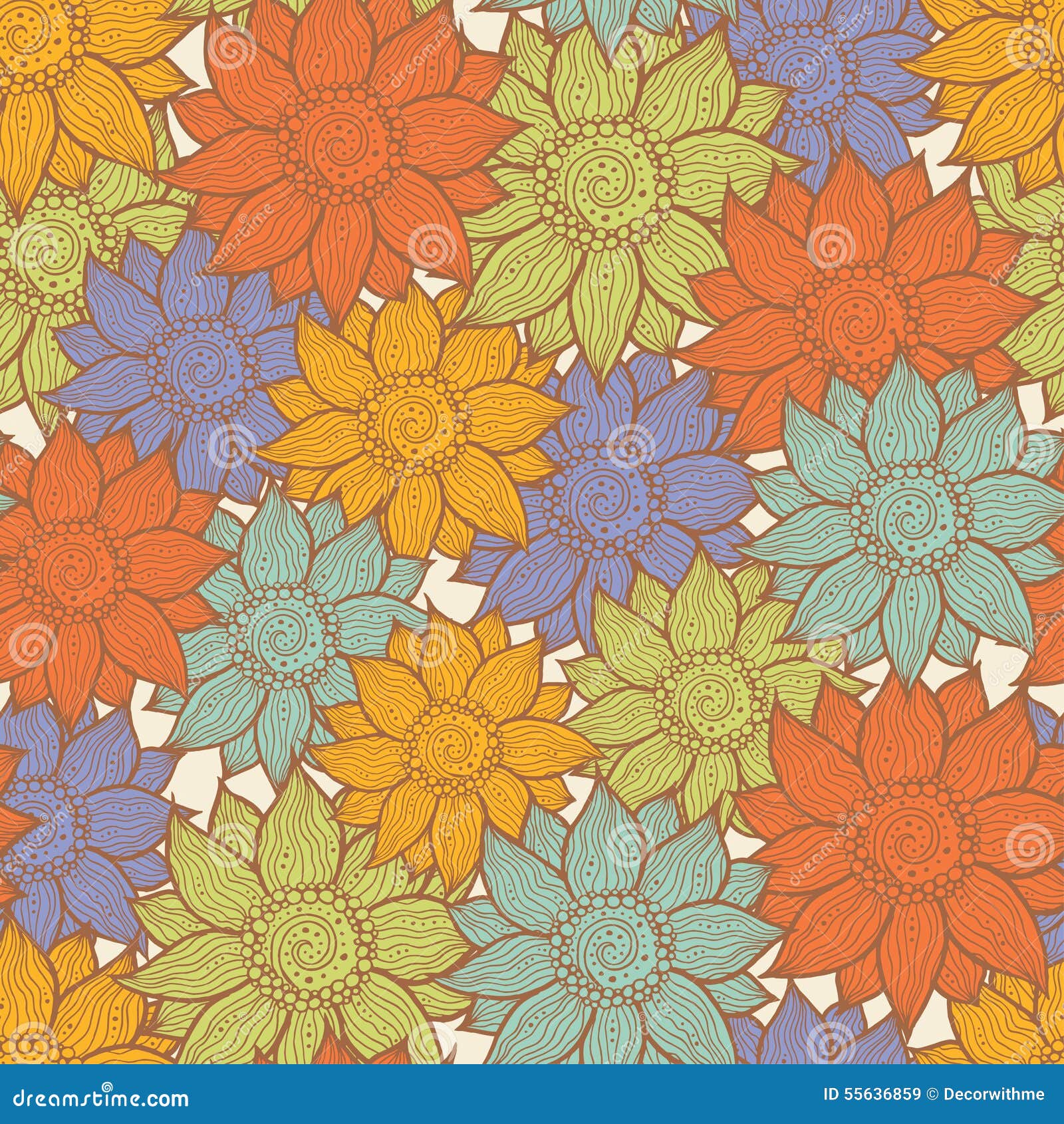 Illustration of Seamless Hand-drawn Floral Pattern Stock Vector ...