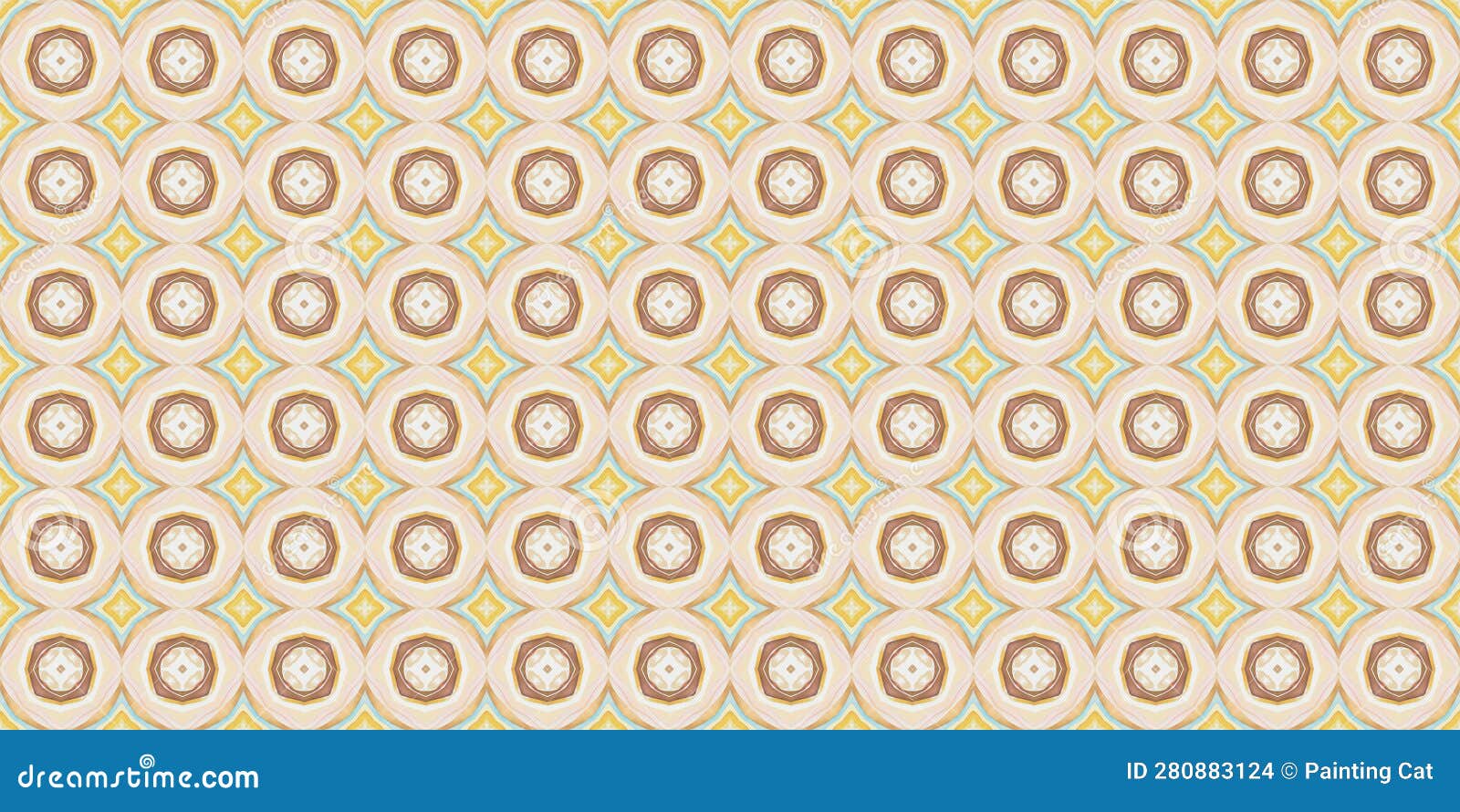 Seamless Illustrated Pattern Made of Abstract Elements in Beige, Yellow ...