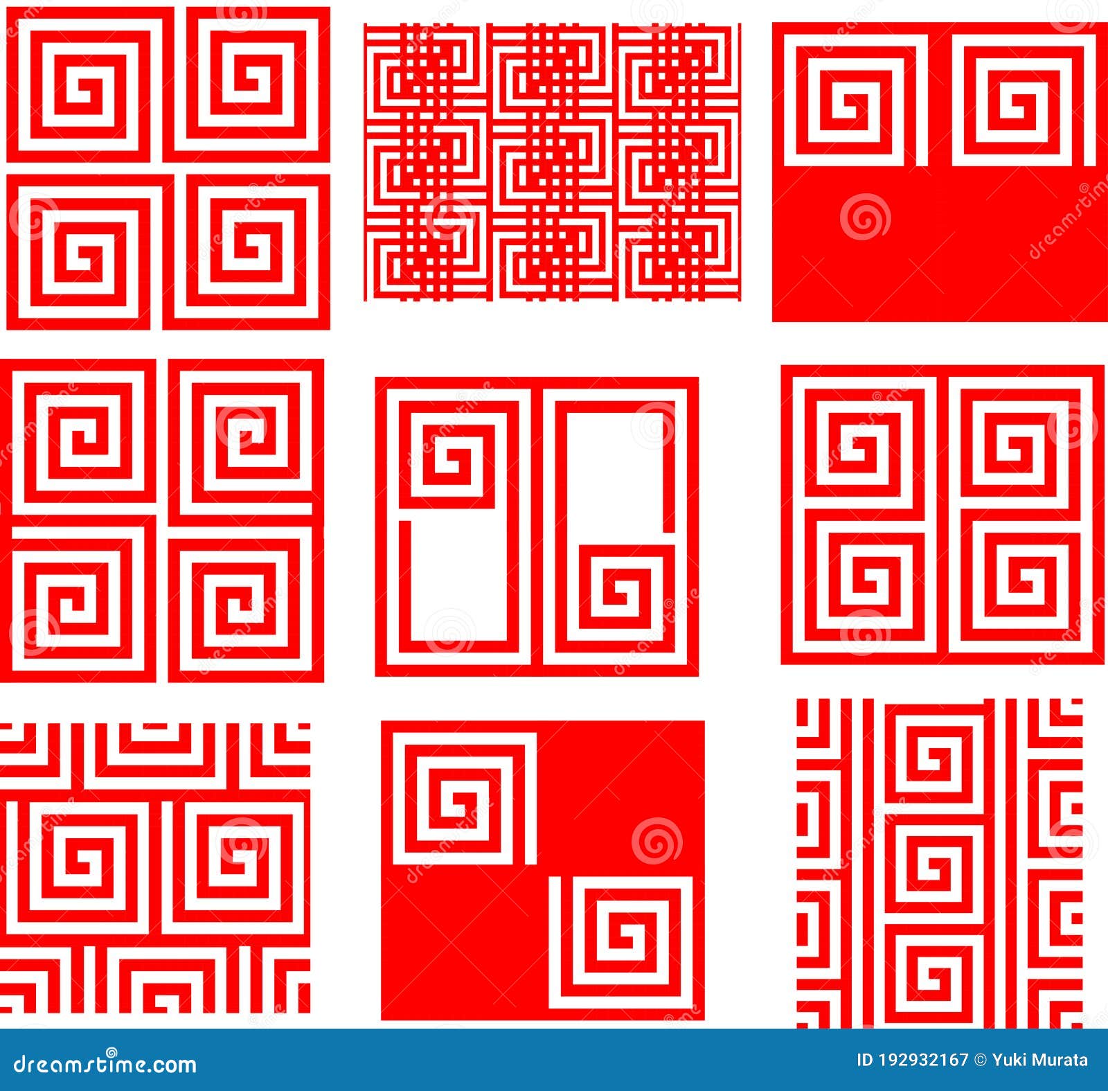 Red Seamless Japanese Pattern of Ramen Pattern Set Stock Vector ...