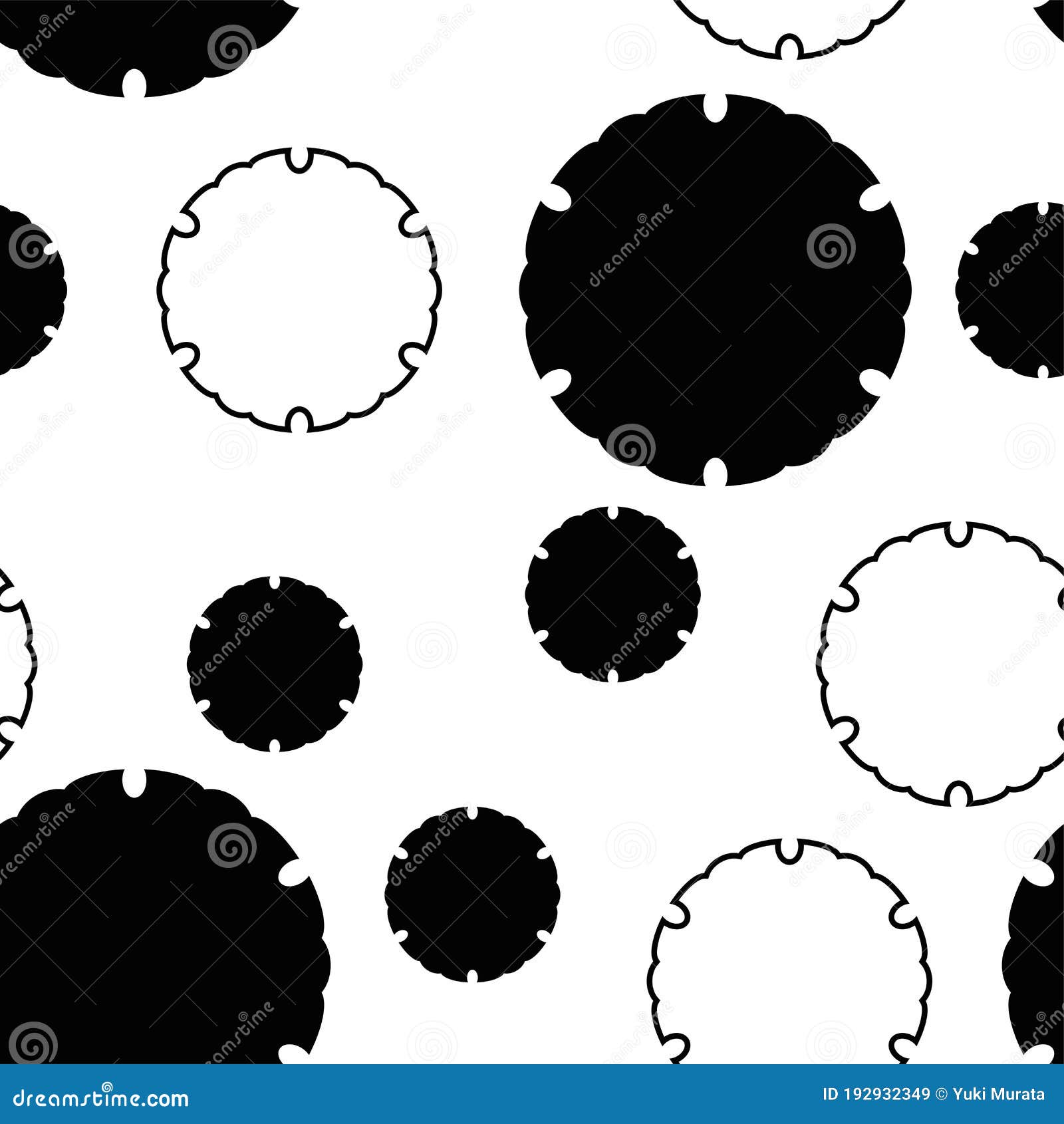 Monochrome Seamless Japanese Pattern Representing the Snow Ring Stock ...