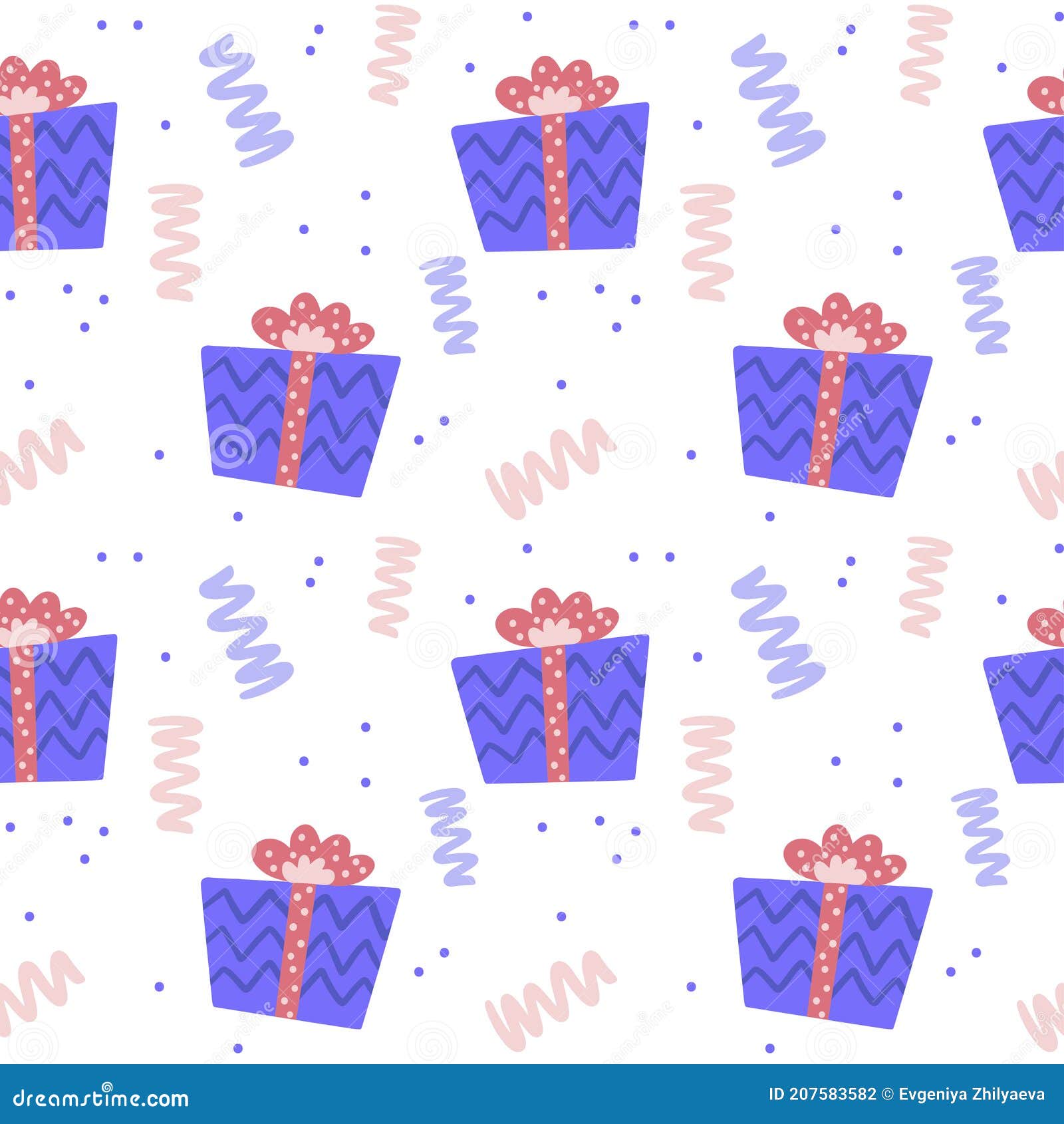 Illustration of a Seamless Pattern on a Festive Theme. Gifts in Bright ...