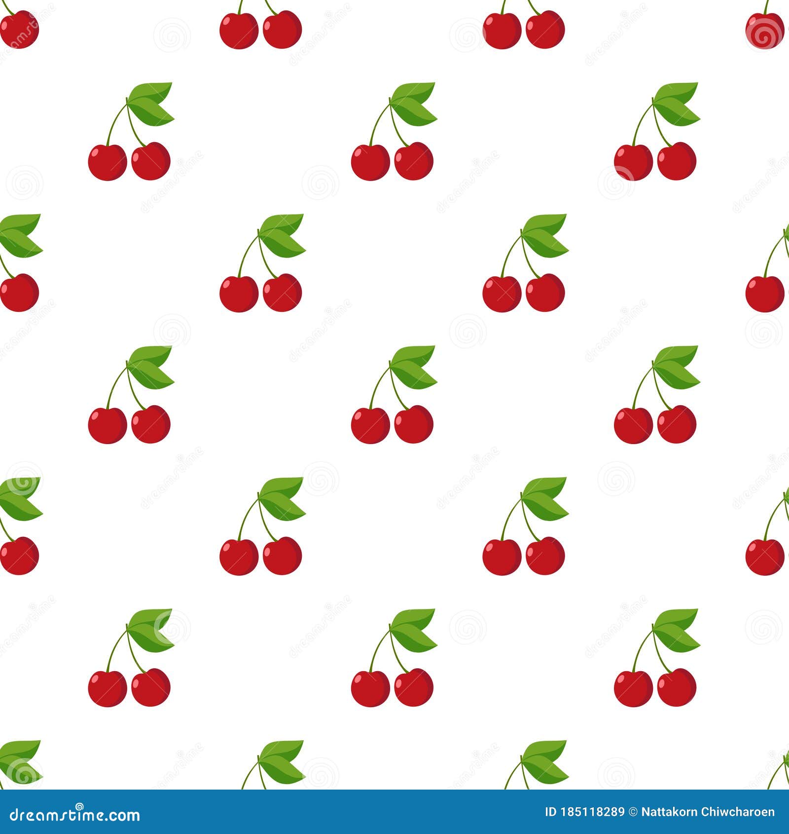 Illustration Seamless Pattern Flat Cherry Isolated on White Background ...