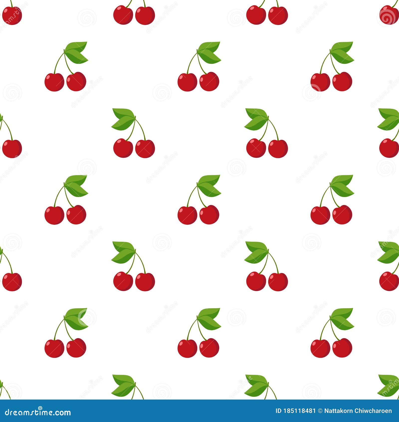 Illustration Seamless Pattern Flat Cherry Isolated On White Background ...