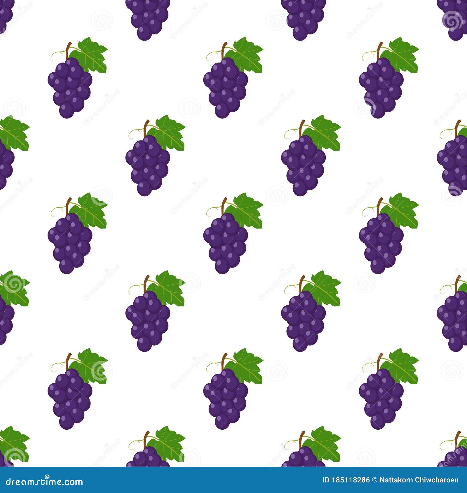 Illustration Seamless Pattern Flat Grape Isolated on White Background ...