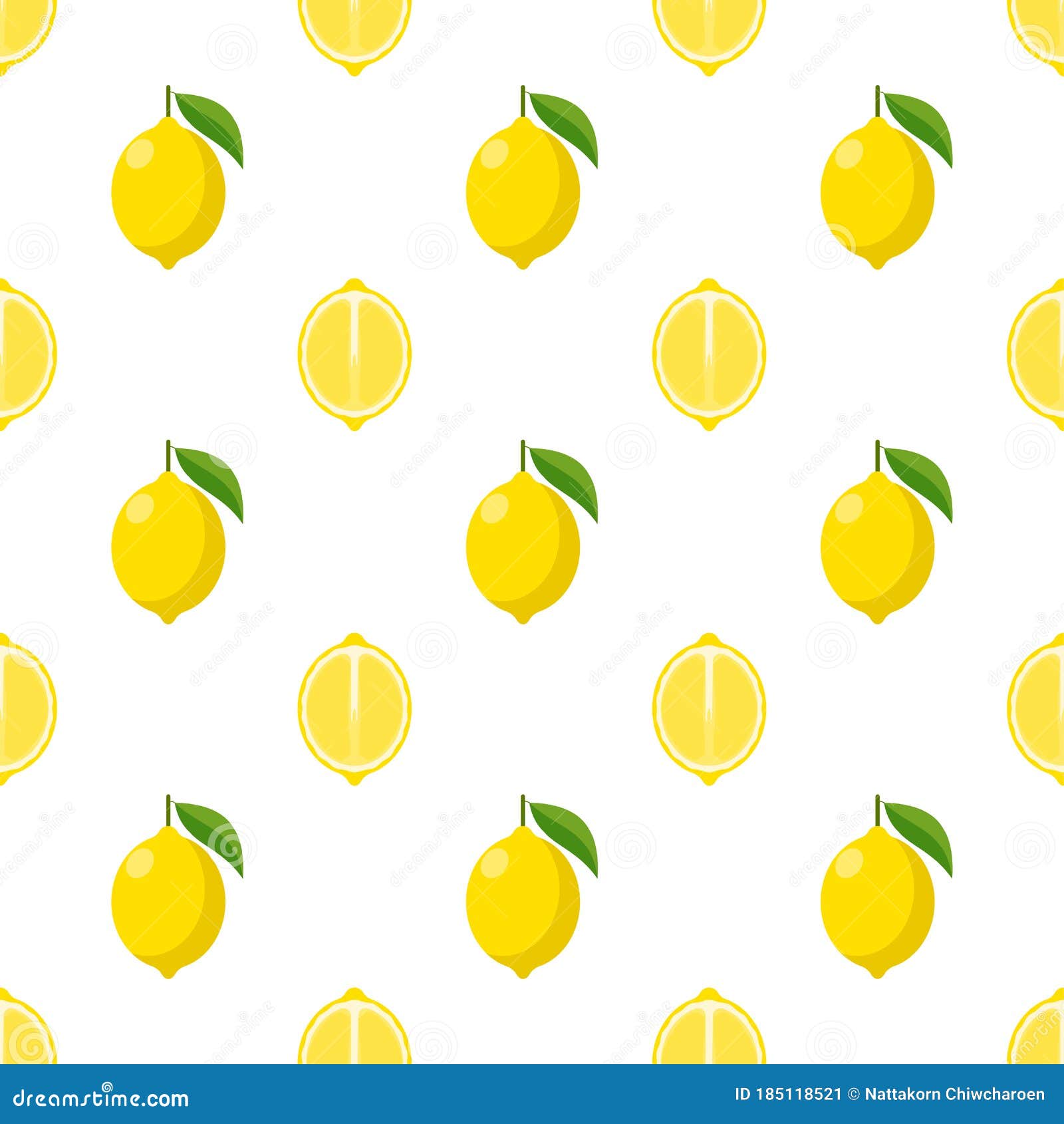 Illustration Seamless Pattern Flat Lemon Isolated on White Background ...