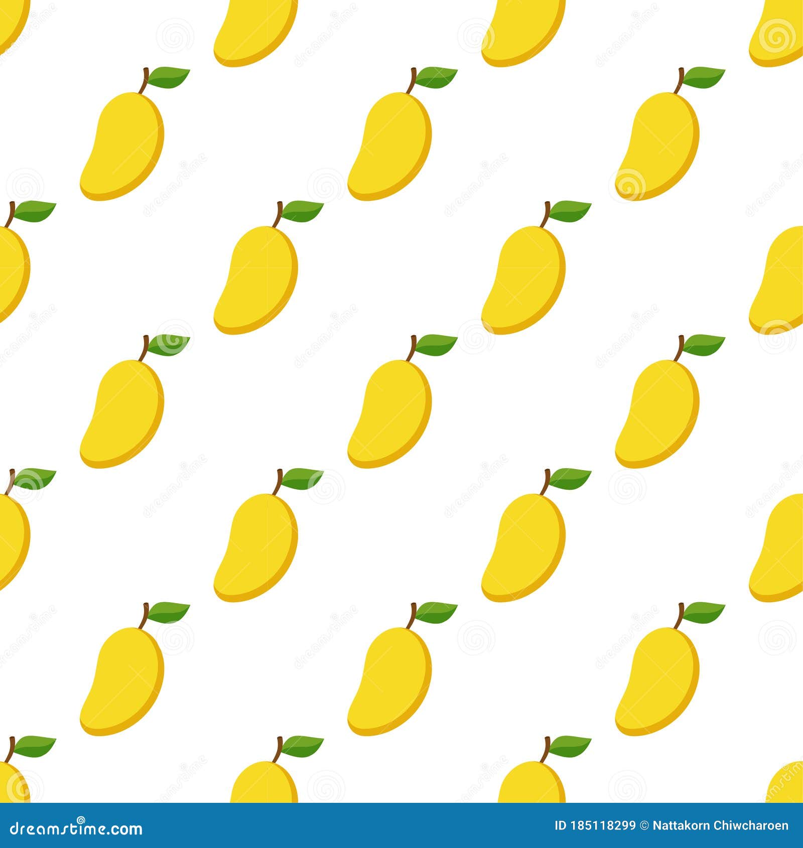 Illustration Seamless Pattern Flat Mango Isolated on White Background ...