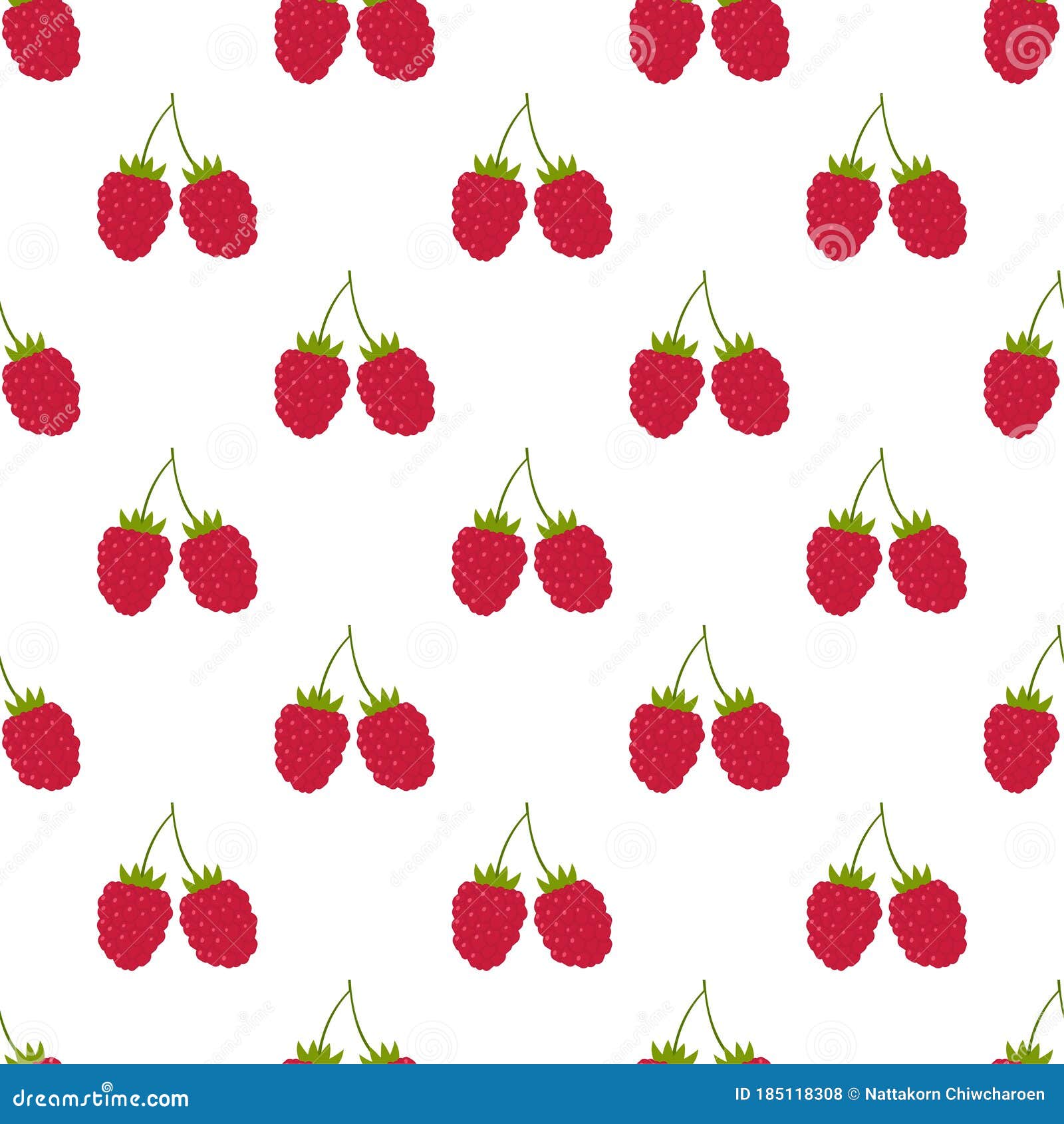 Illustration Seamless Pattern Flat Raspberry Isolated on White ...