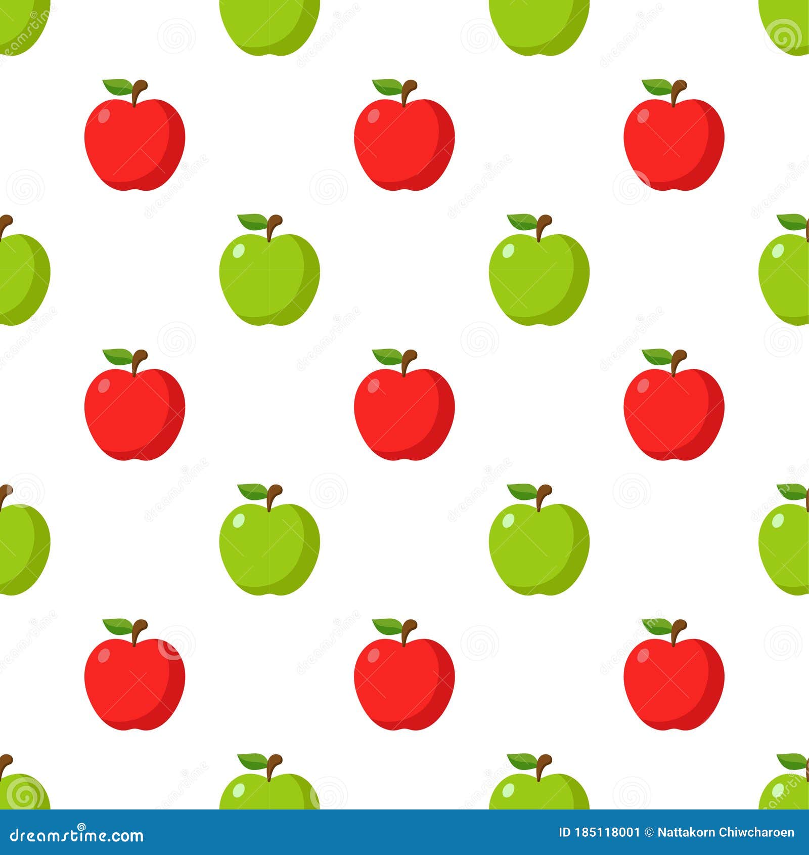 Illustration Seamless Pattern Flat Red and Green Apple Isolated on ...