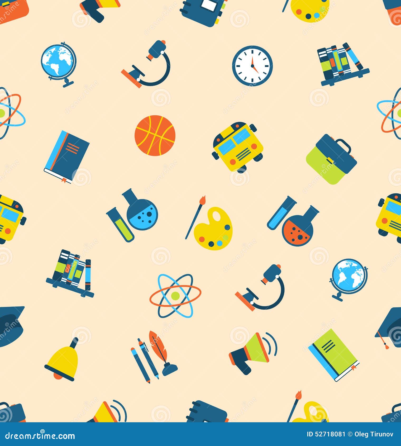 Illustration Seamless Pattern with Icons of Education Subjects Stock ...