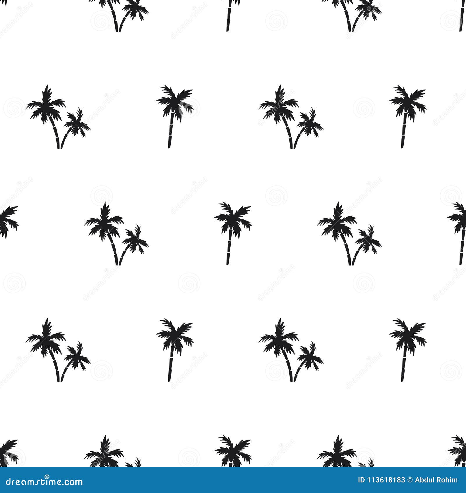 Seamless Pattern of Small Black Palm Trees on a White Background Stock ...