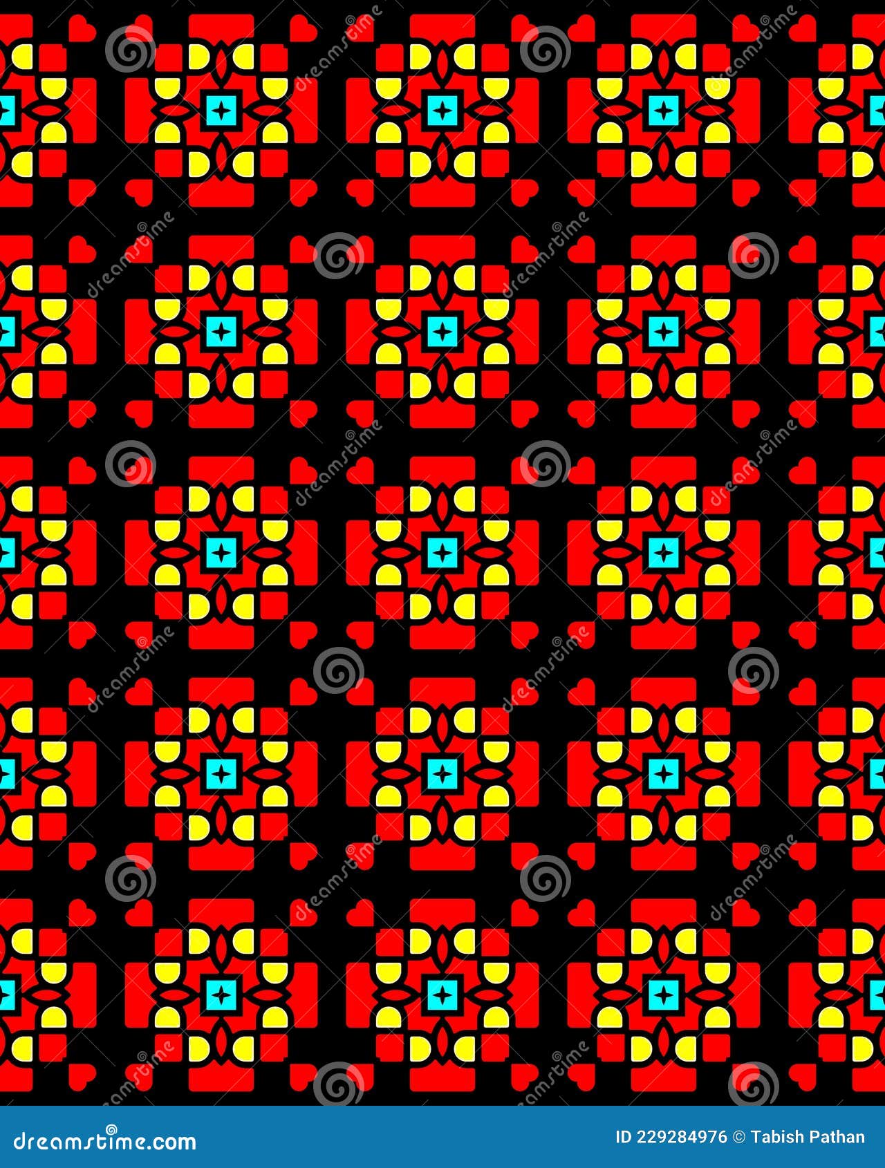 Illustration of a Seamless Tile Pattern in Red, Yellow and Black Color ...