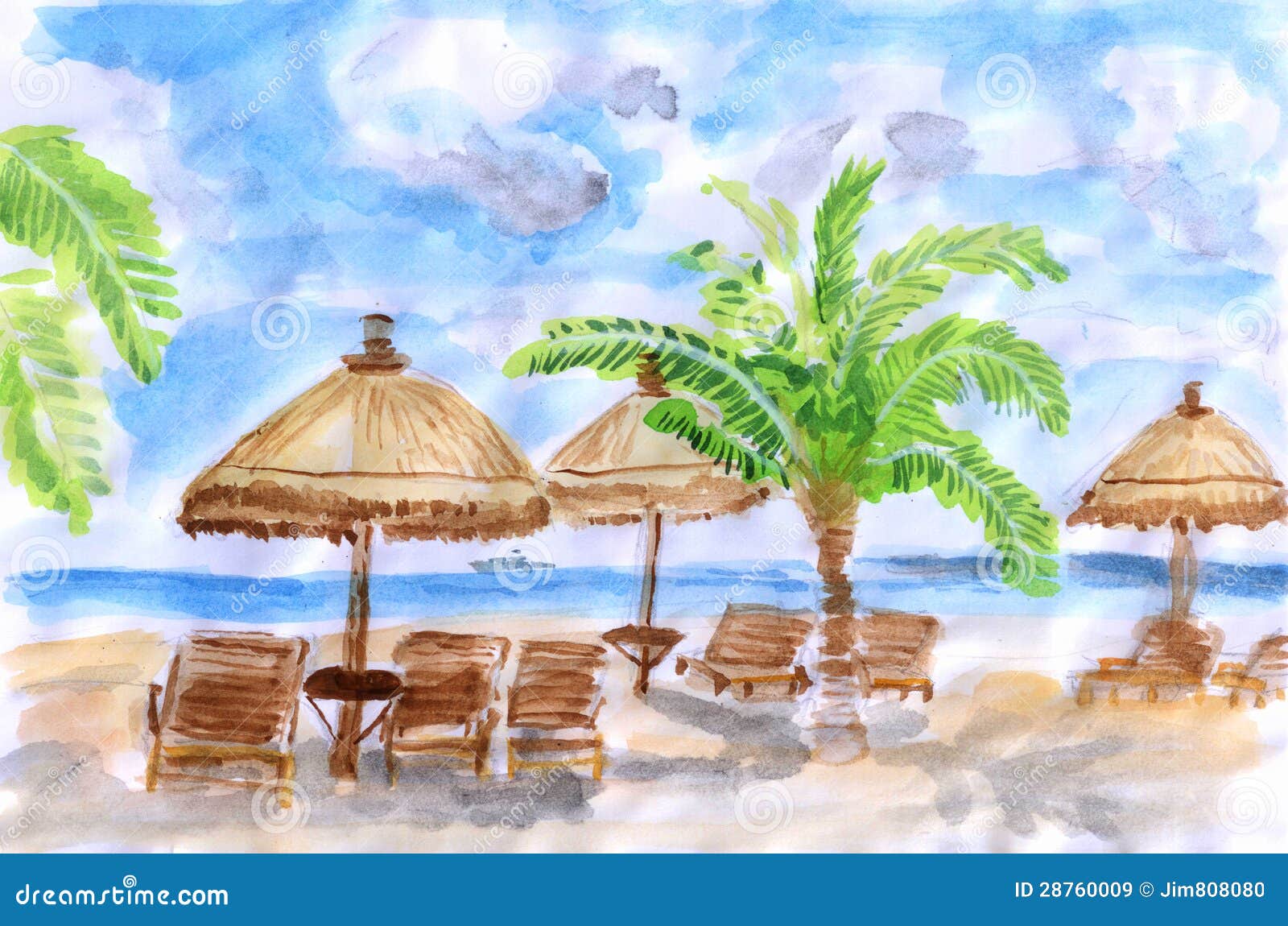 Illustration Seaside Holiday Stock Illustration - Illustration of coast ...