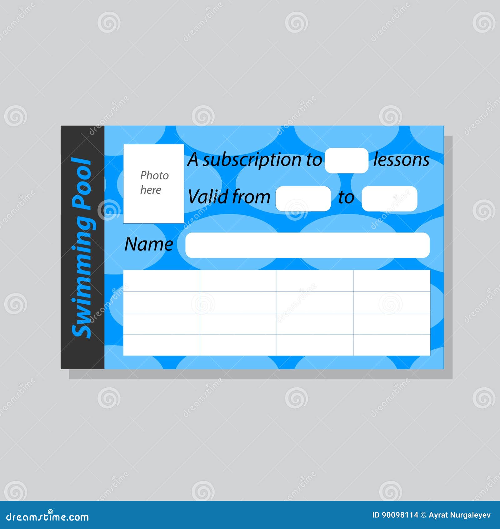 The Illustration of a Season Ticket for the Pool. Stock Vector ...