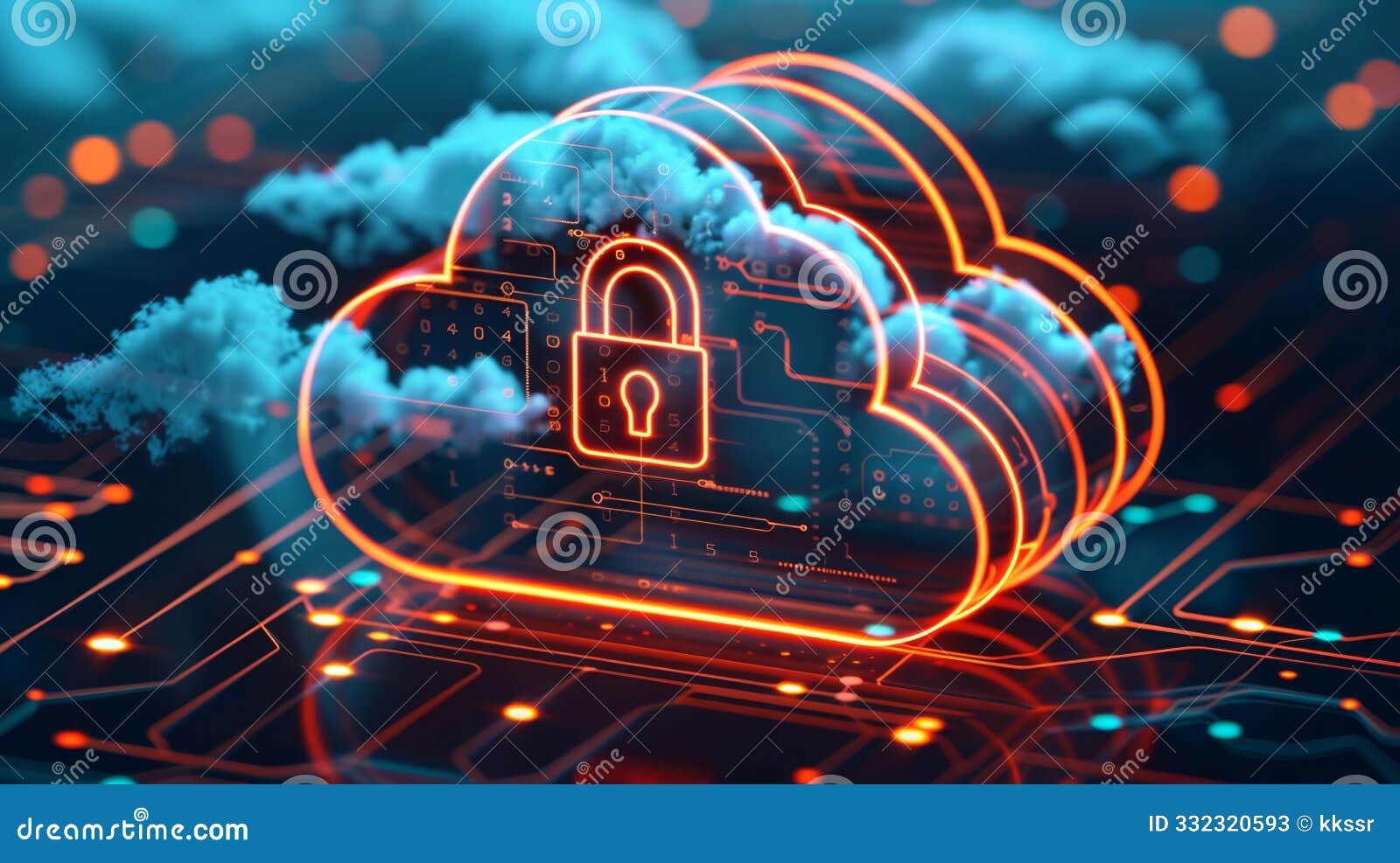 Illustration of Secure Cloud with Padlock Symbol, Representing Data Protection in Cloud ...