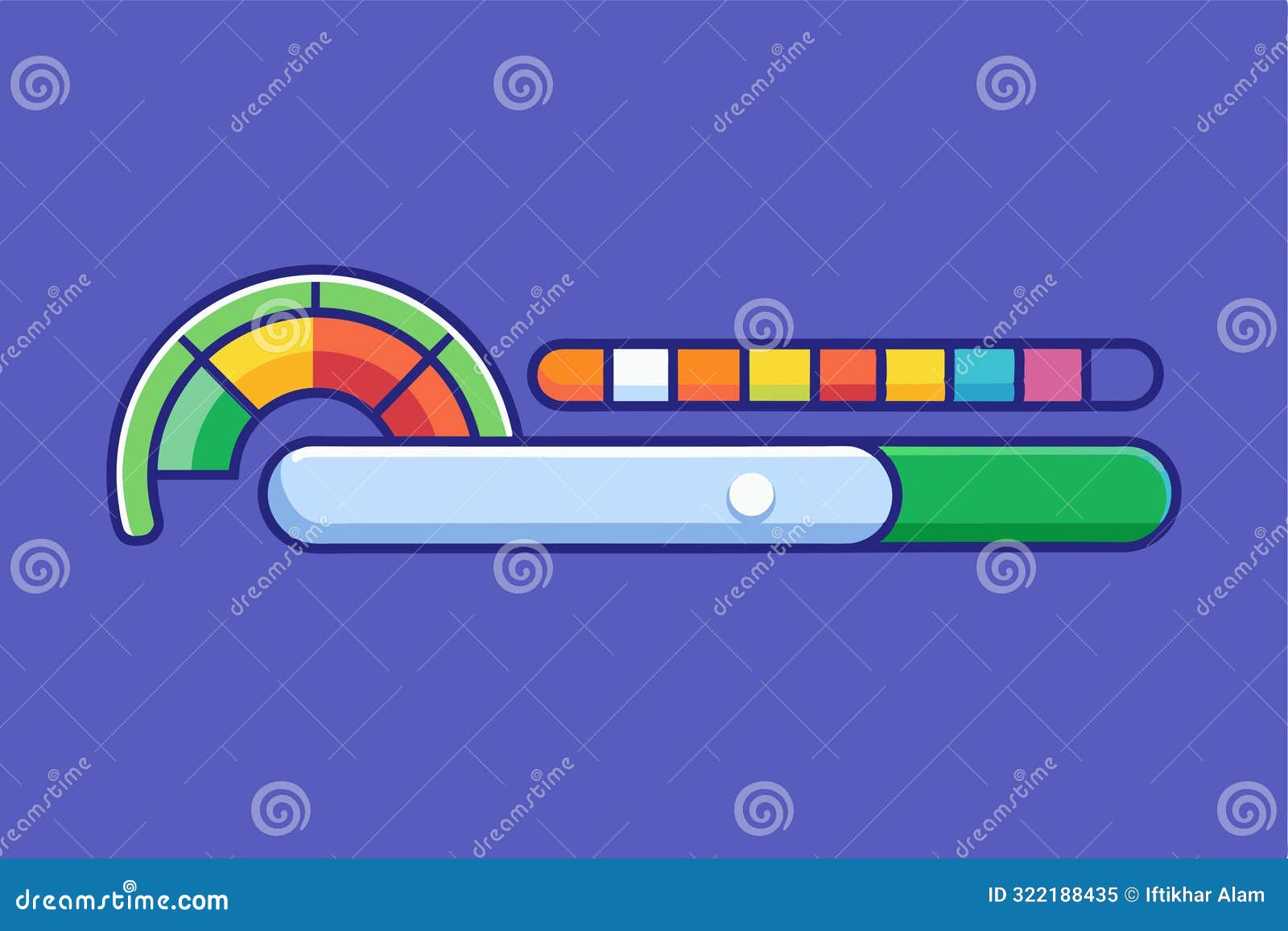 Illustration of a Semi-flat Progress Indicator Featuring a Gauge and ...