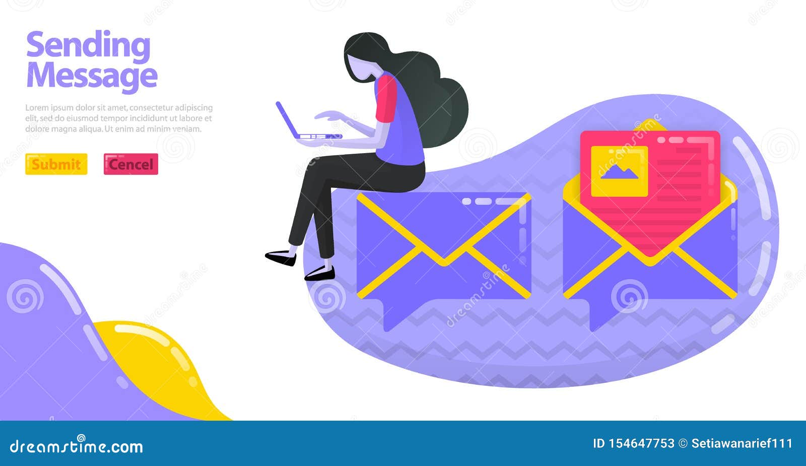 Illustration of Sending Message. Balloon Chat Icon with Image Map or ...