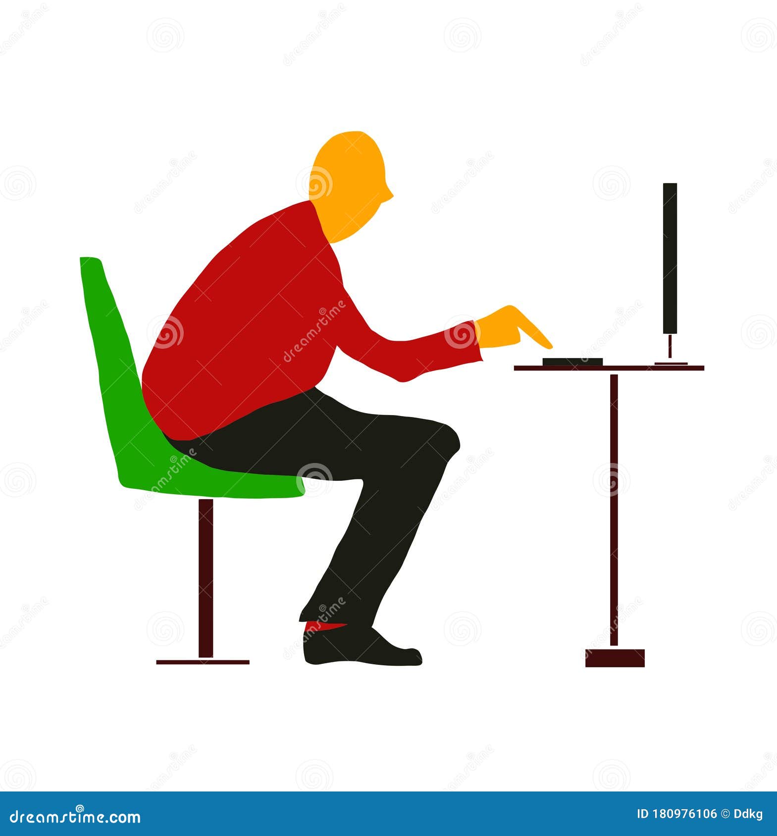 Illustration: Senior Man at Desktop Computer. Stock Vector ...