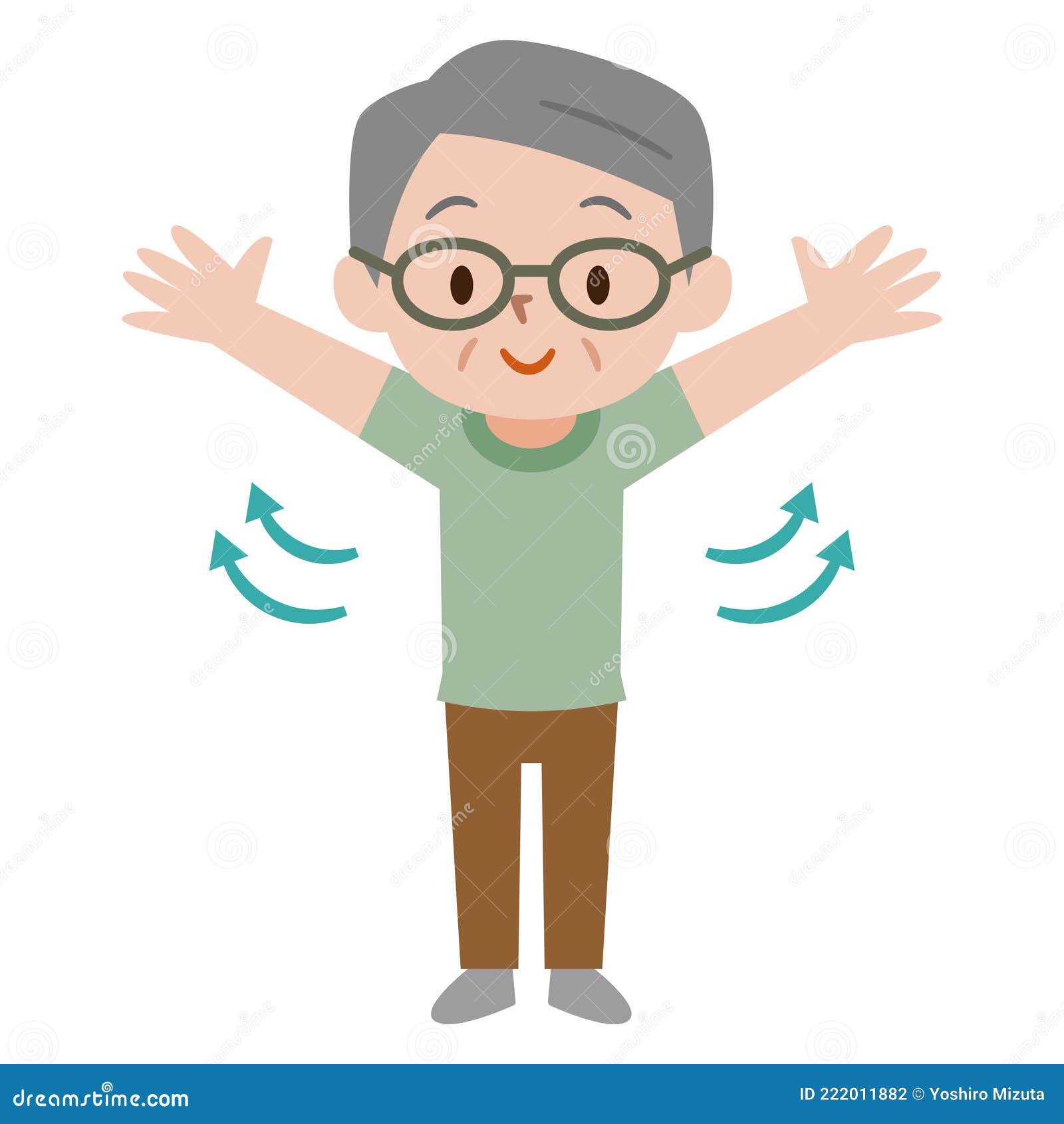 Illustration of a Senior Man Taking a Deep Breath Stock Vector ...