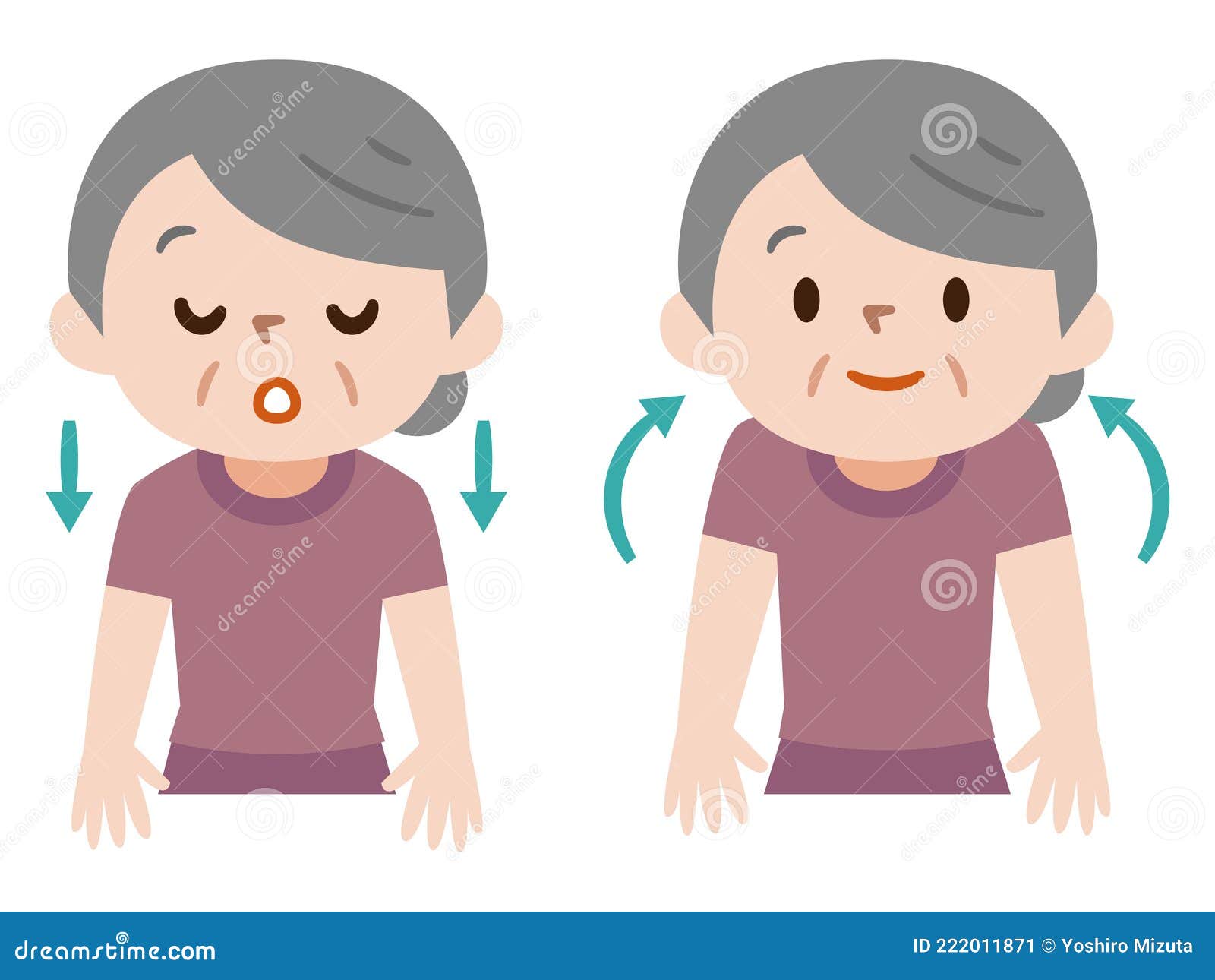 Illustration of a Senior Woman Taking a Deep Breath Stock Vector ...