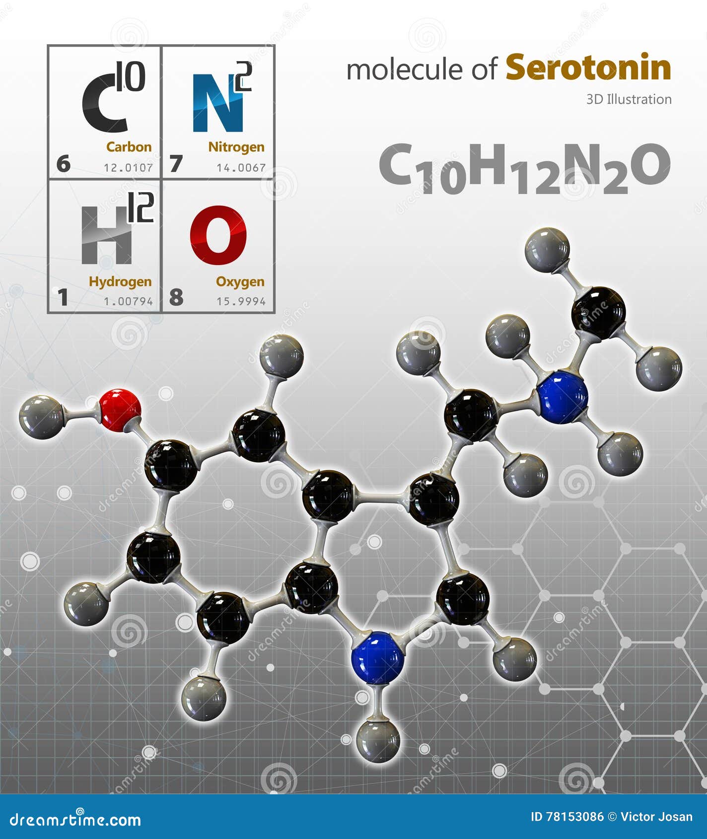 Serotonin 3D Molecule Illustration. Stock Photo | CartoonDealer.com ...