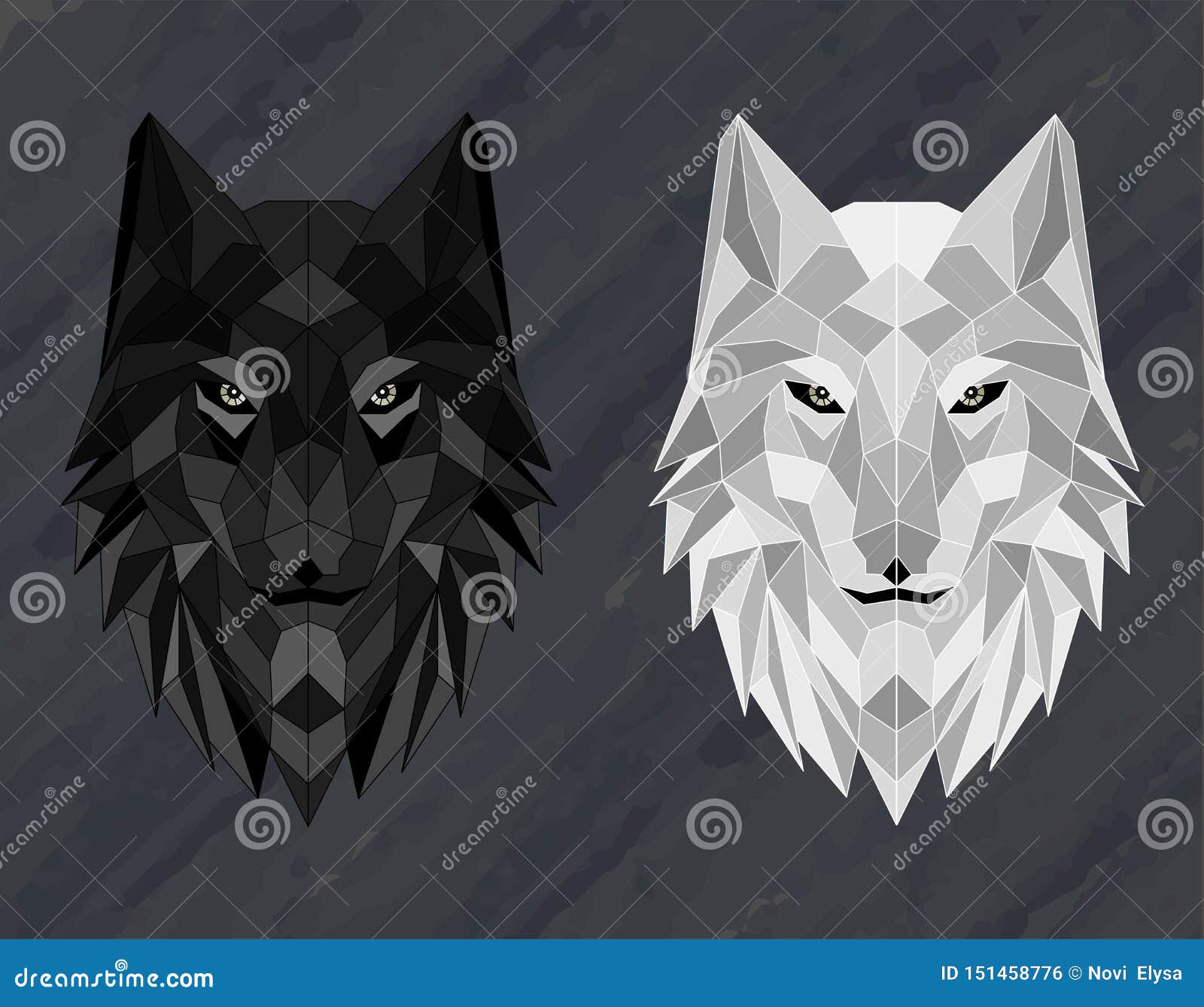 Set of Abstract Polygonal Wolf Head Stock Vector - Illustration of ...