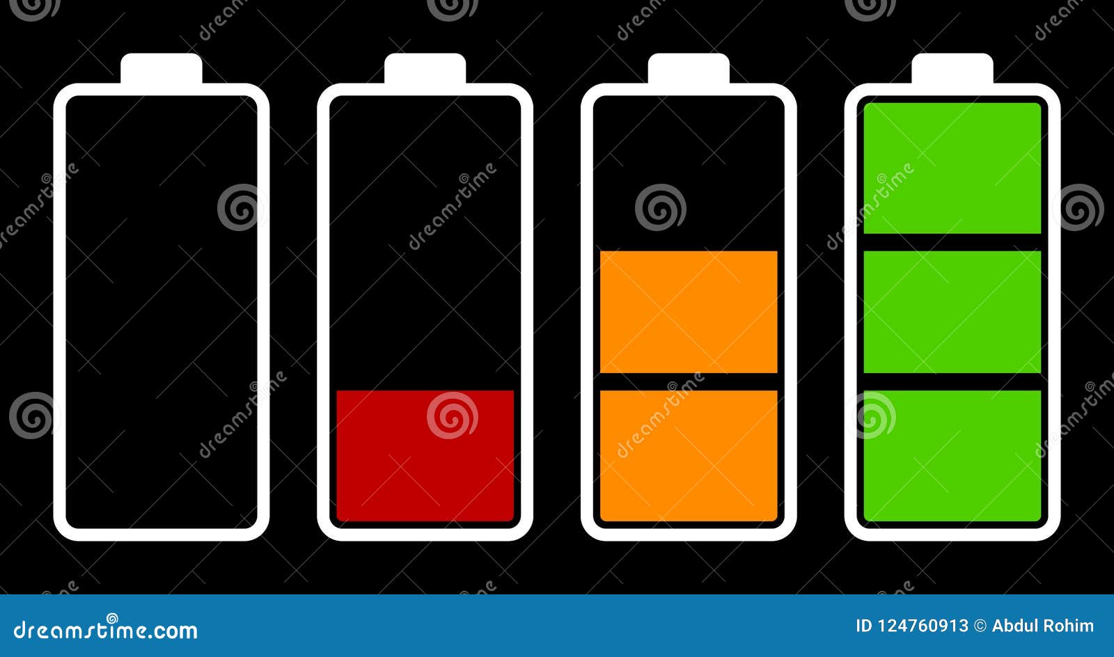 Set of Battery Charge Level Indicator Stock Illustration - Illustration ...
