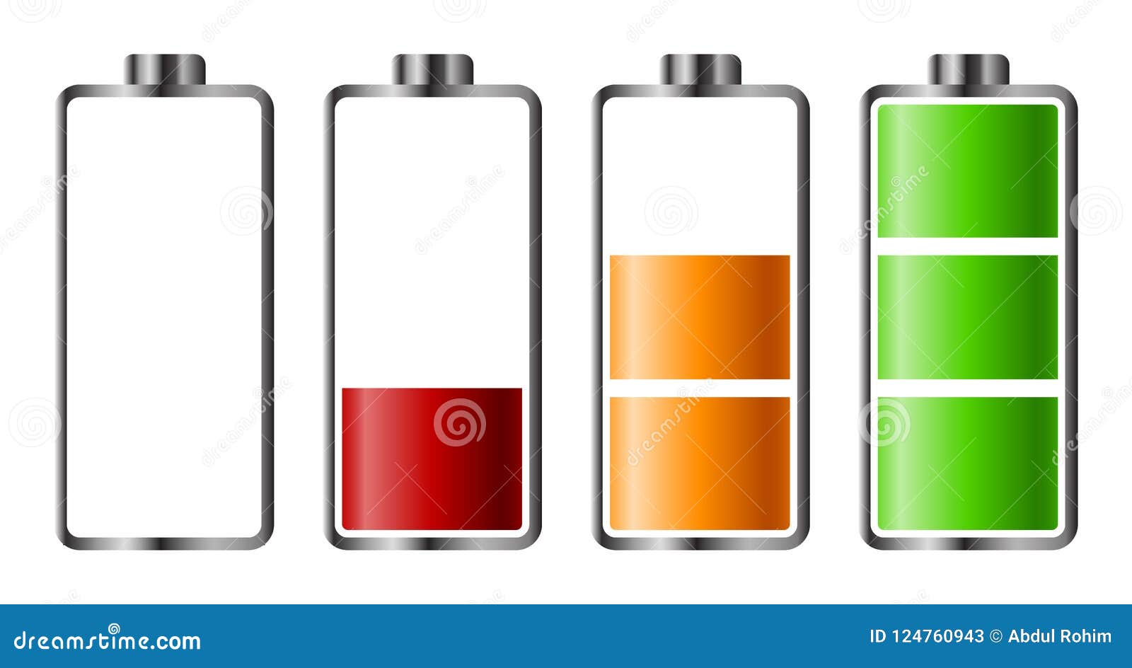 Set of Battery Charge Level Indicator Stock Illustration - Illustration ...