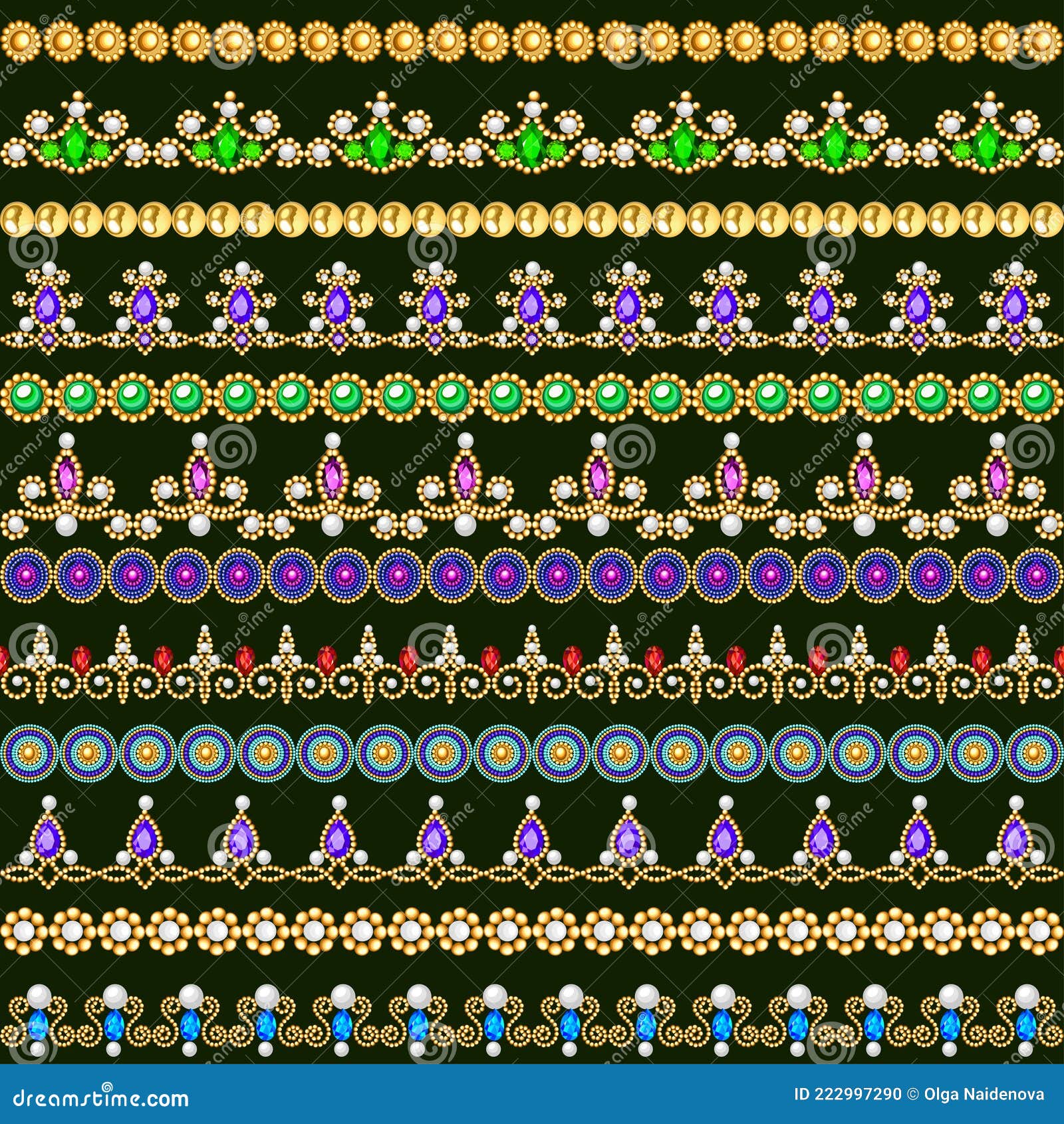 Set of Beads of Multi-colored Brush Borders for Design Stock Vector ...