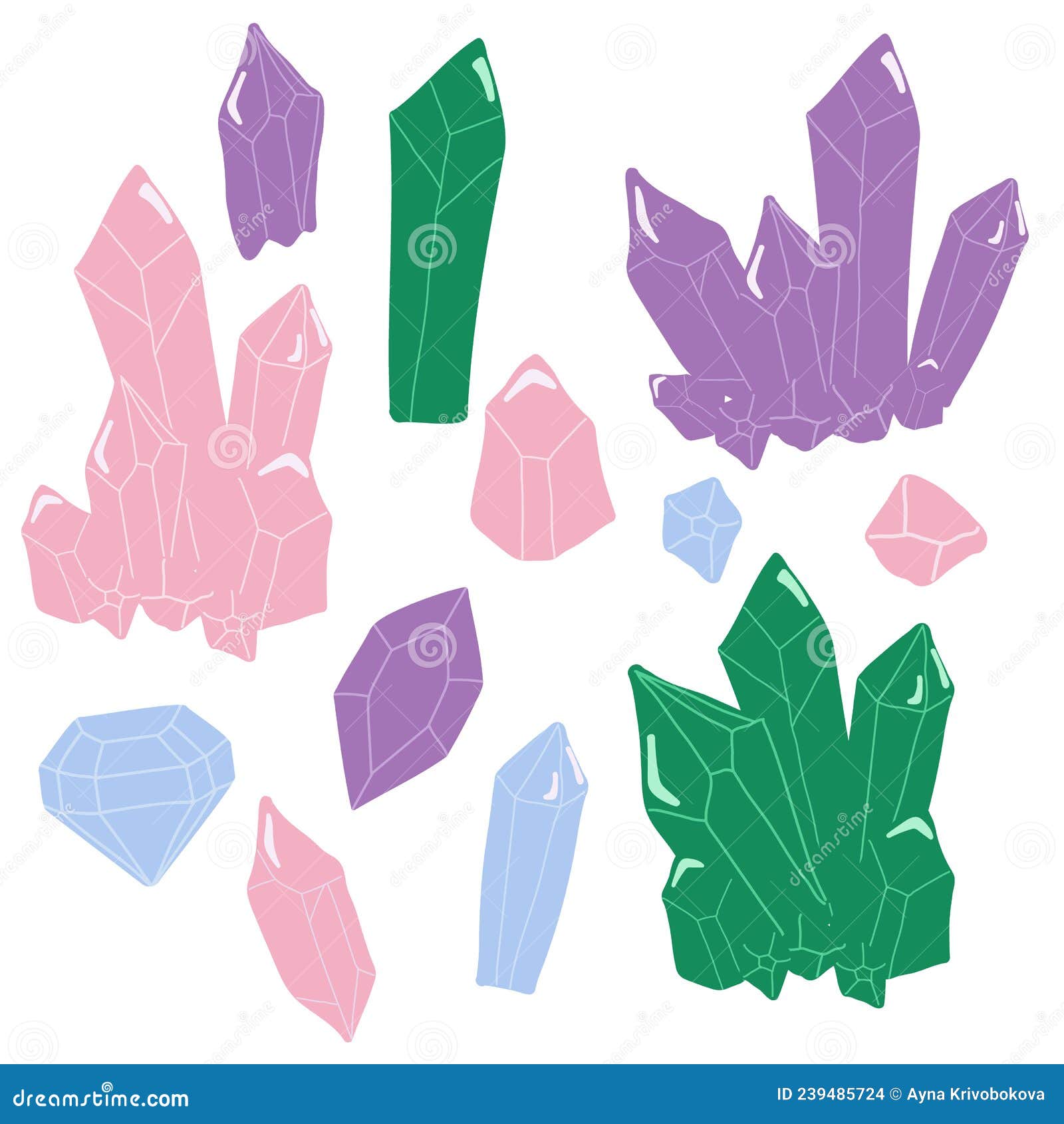 Illustration Set of Cartoon Crystals Stock Vector - Illustration of ...