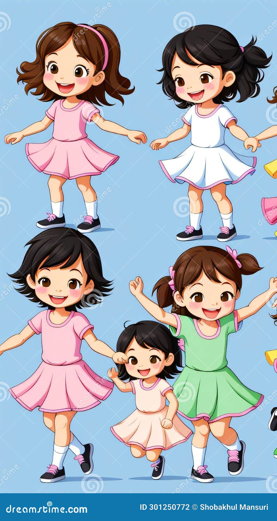 Illustration Set of Children Dancing Stock Illustration - Illustration ...