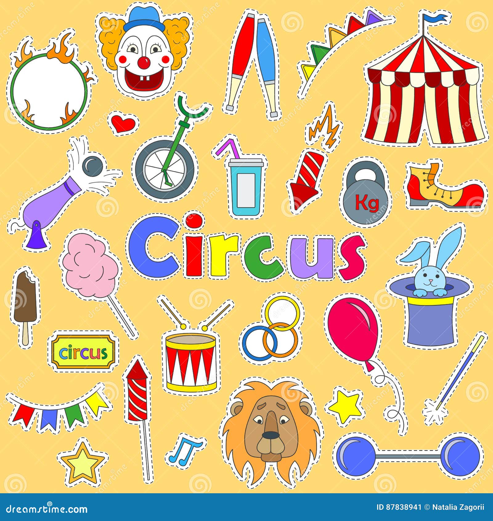 Illustration with Set of Colored Icons Patches on the Subject of ...