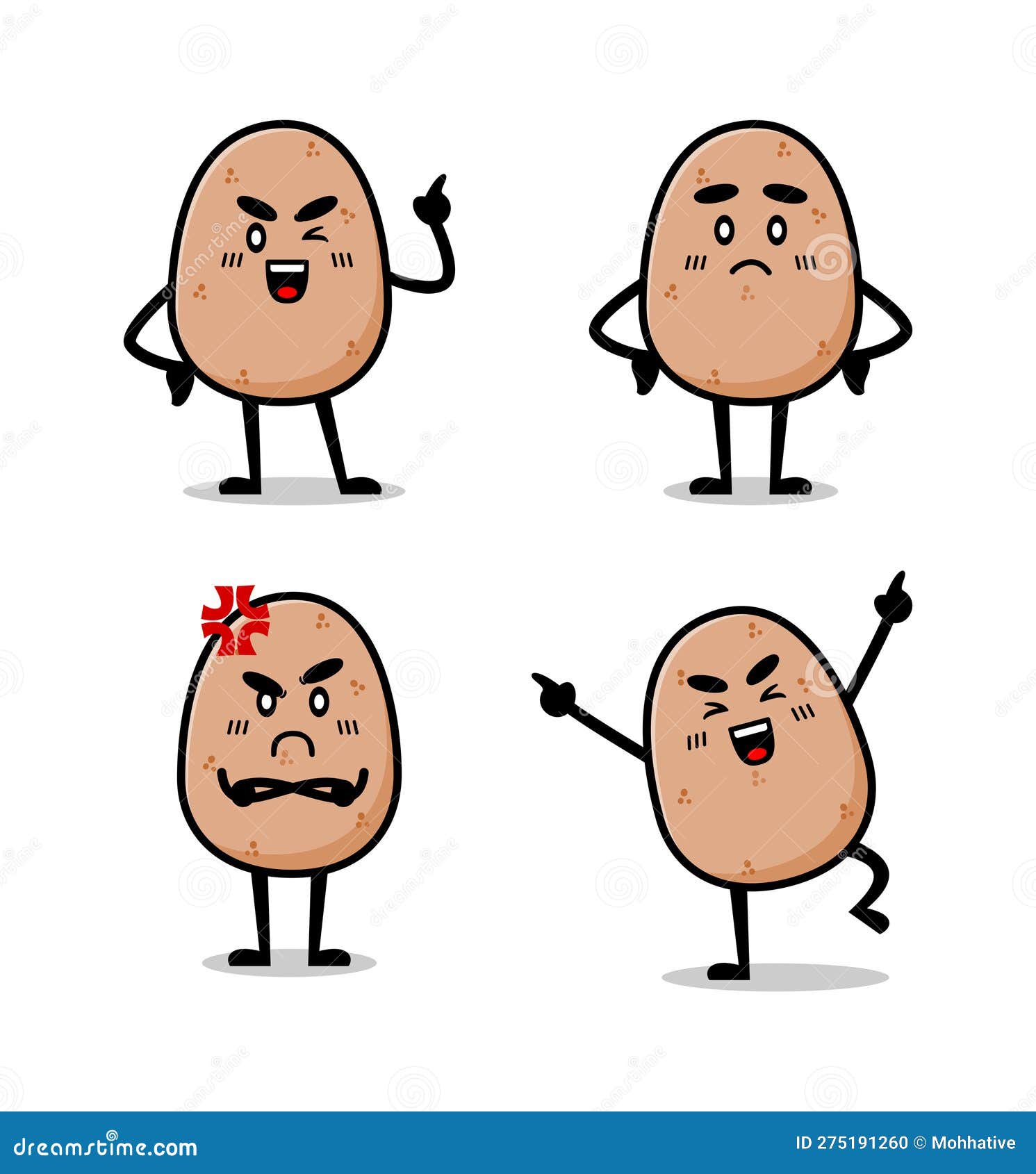 Illustration Set of Cute Potato Mascot. Potato Vector Character Stock ...