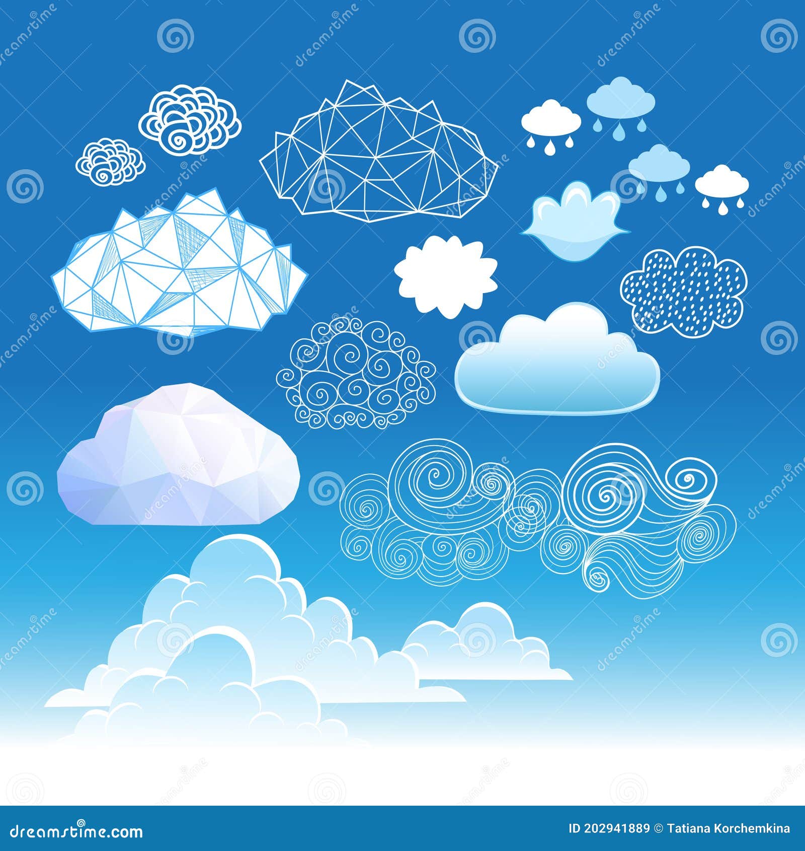 Illustration of Set of Different Graphic Clouds Stock Vector ...