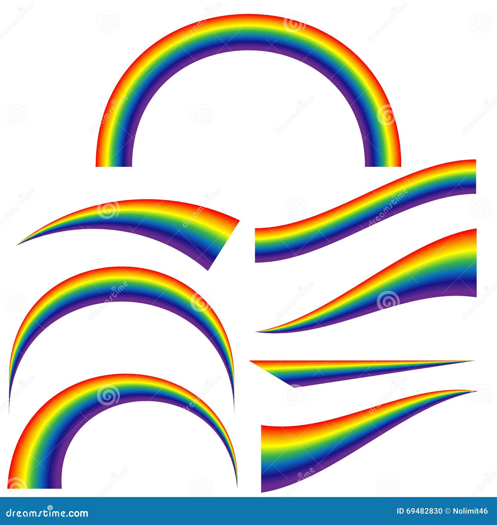 Illustration of a Set Different Shapes Rainbows Stock Vector ...