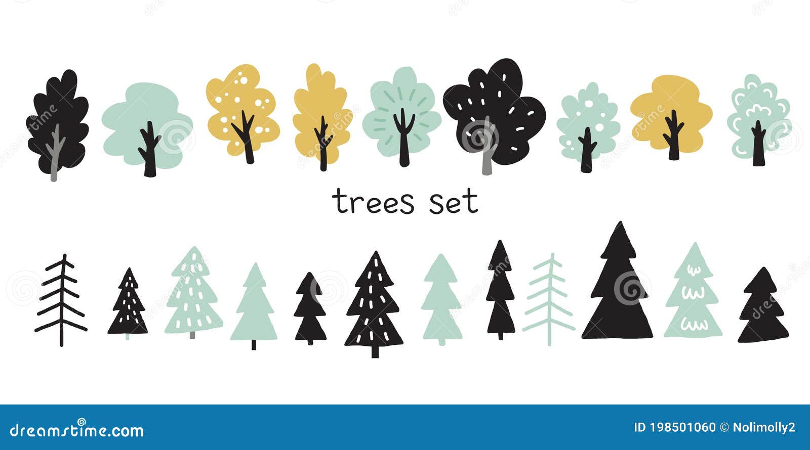 Illustration Set of Different Trees Cute Spruce, Vector Drawing Stock ...