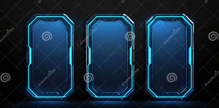 An Illustration Set of Digital Tech Text Boxes, Futuristic Frame Plane ...