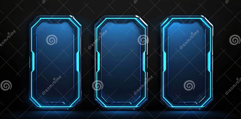 An Illustration Set of Digital Tech Text Boxes, Futuristic Frame Plane ...