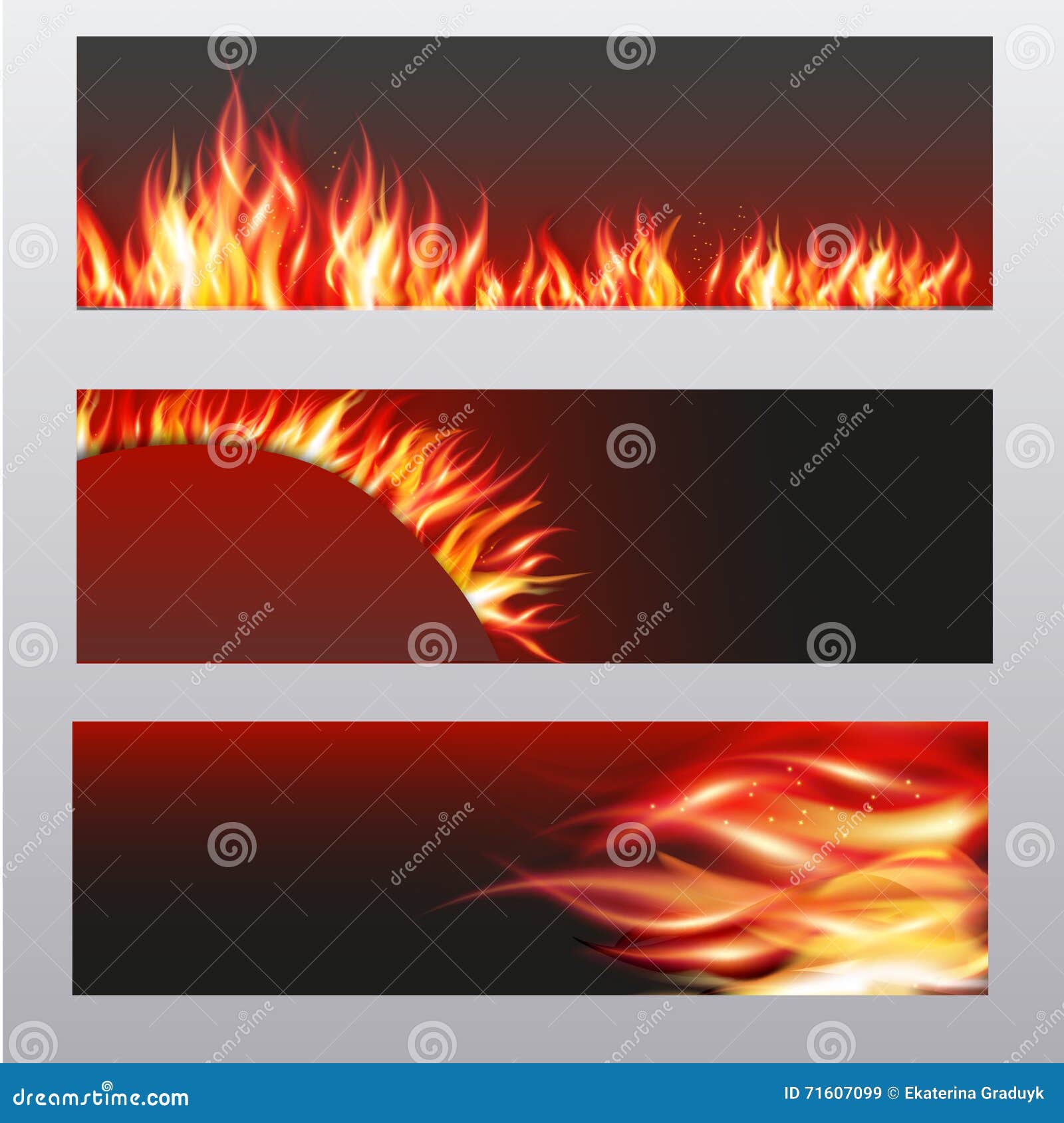 Illustration of Set of Fire Flame Banner Stock Illustration ...