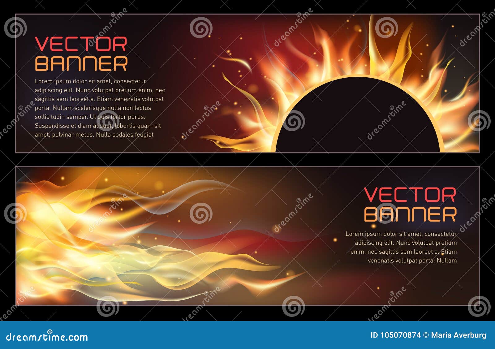 Illustration of Set of Fire Flame Banner Stock Vector - Illustration of ...
