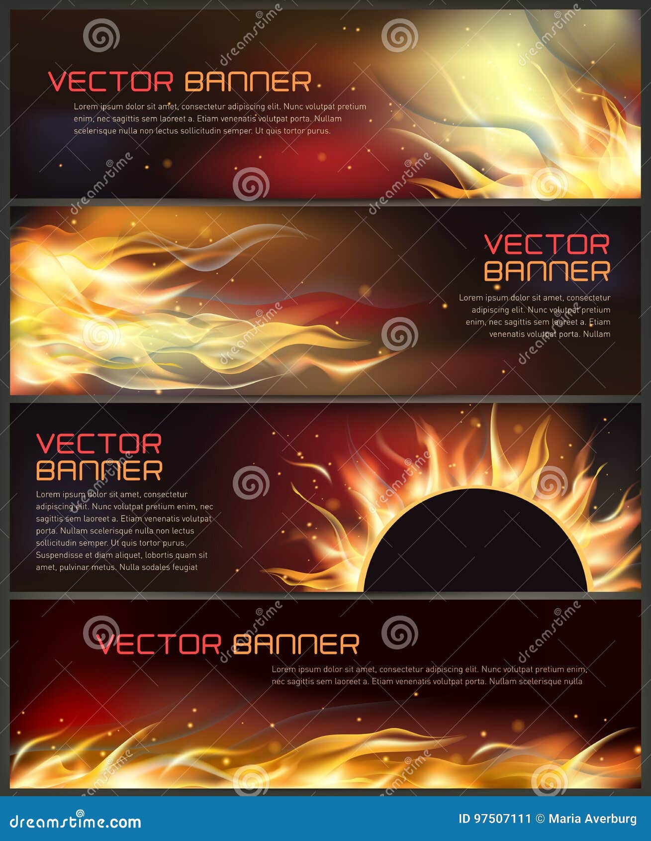 Illustration of Set of Fire Flame Banner Stock Vector - Illustration of ...